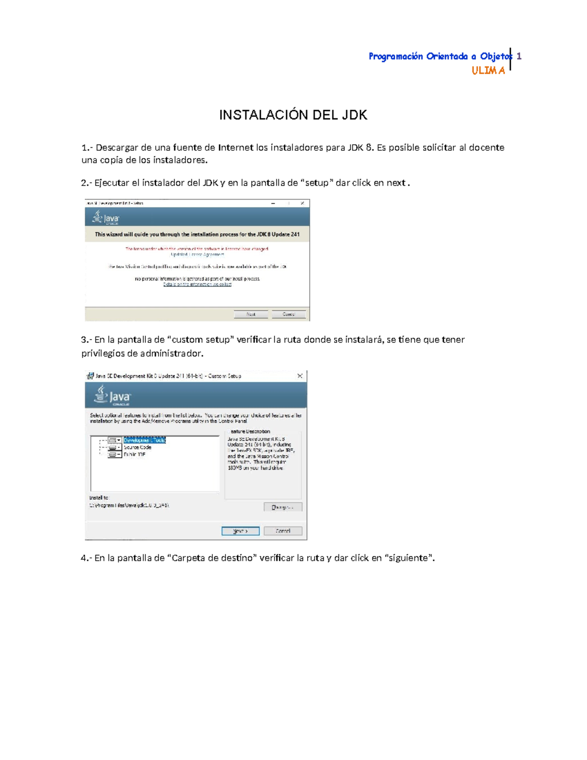 Guía de Instalación de JDK y Netbeans - ULIMA INSTALACIÓN DEL JDK 1 ...