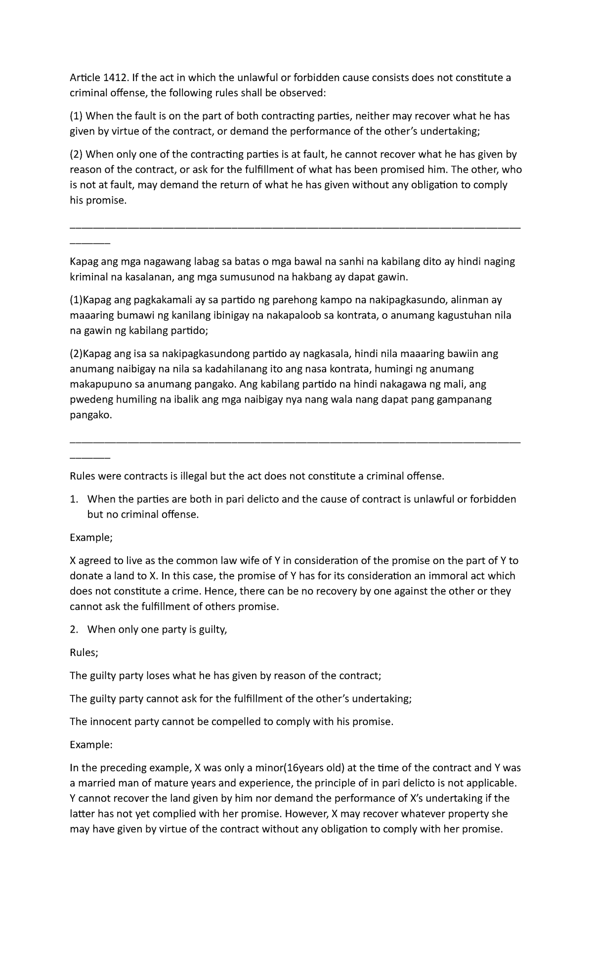 Article 1412 - Article 1412. If the act in which the unlawful or ...