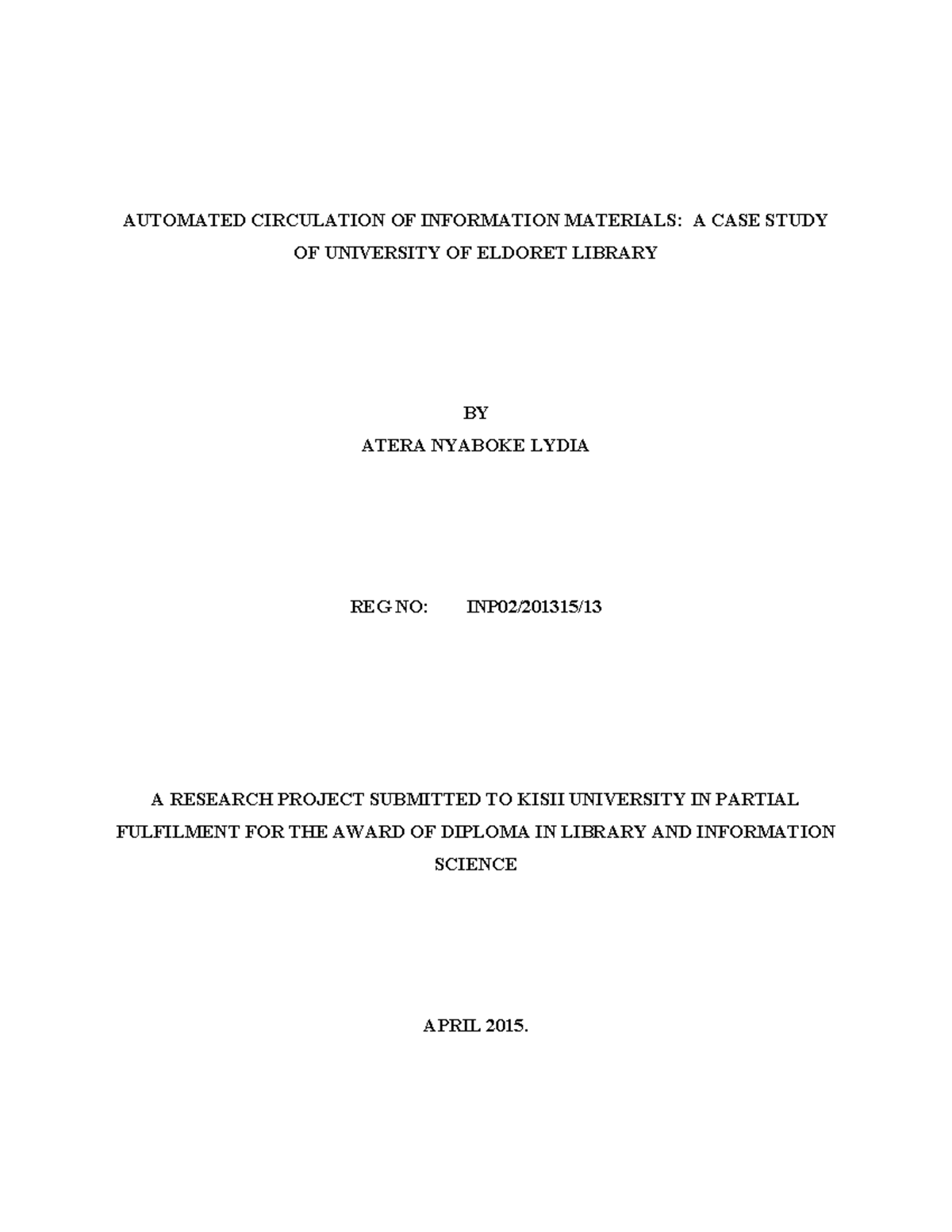 Library management System - AUTOMATED CIRCULATION OF INFORMATION ...
