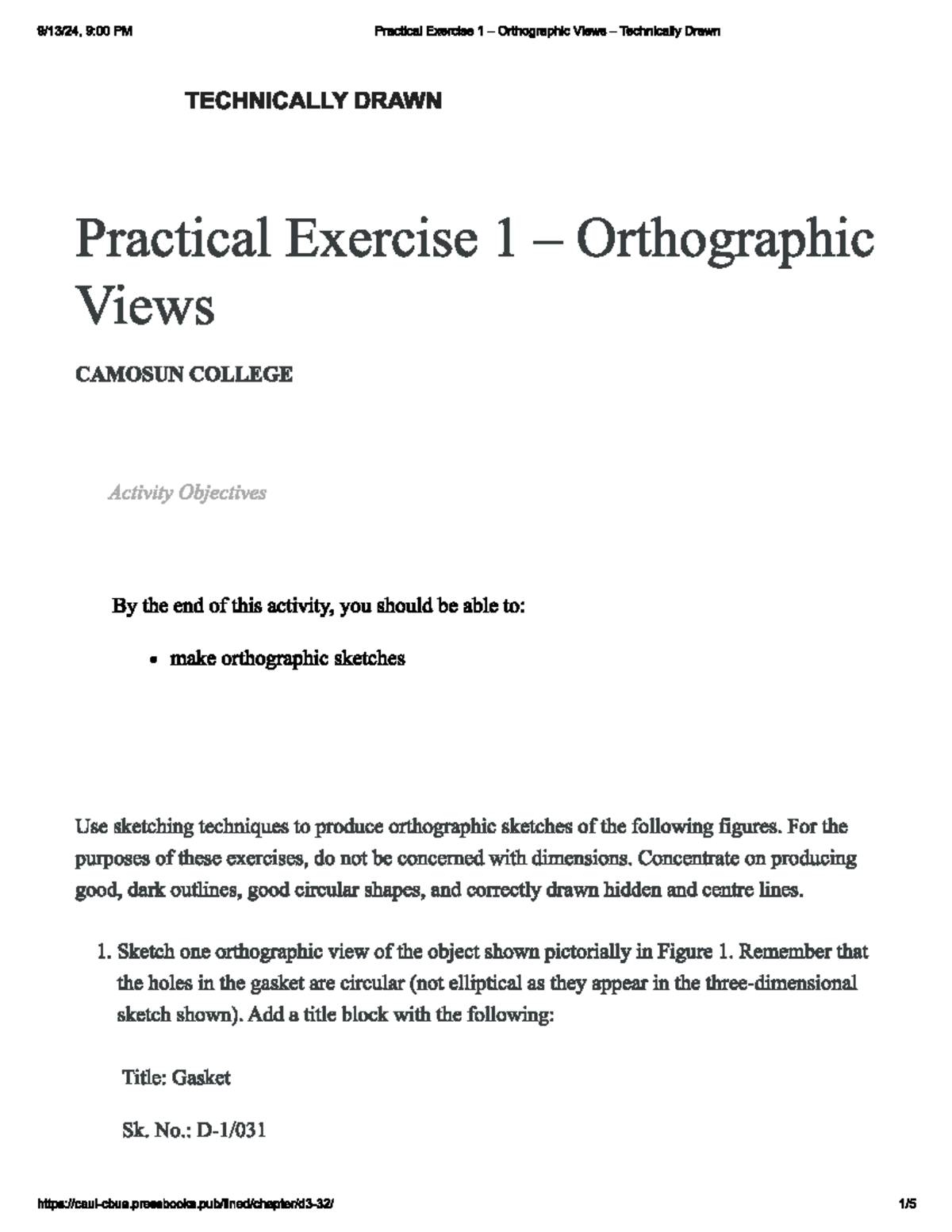 TDP 1 - practice to technical drawing - 9:00 PM Practical Exercise 1 ...