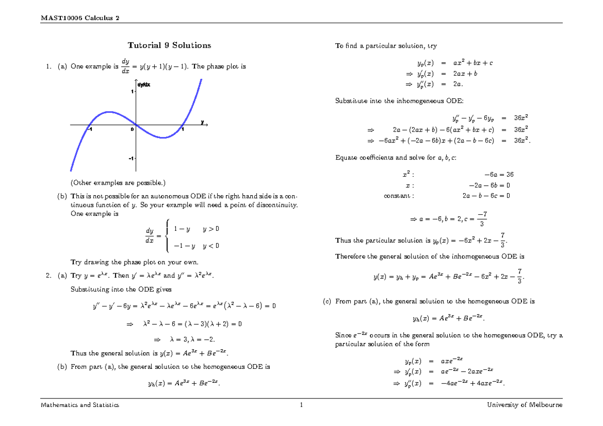 MAST tutorial 9 Solns - MATH2117 - RMIT University - Studocu