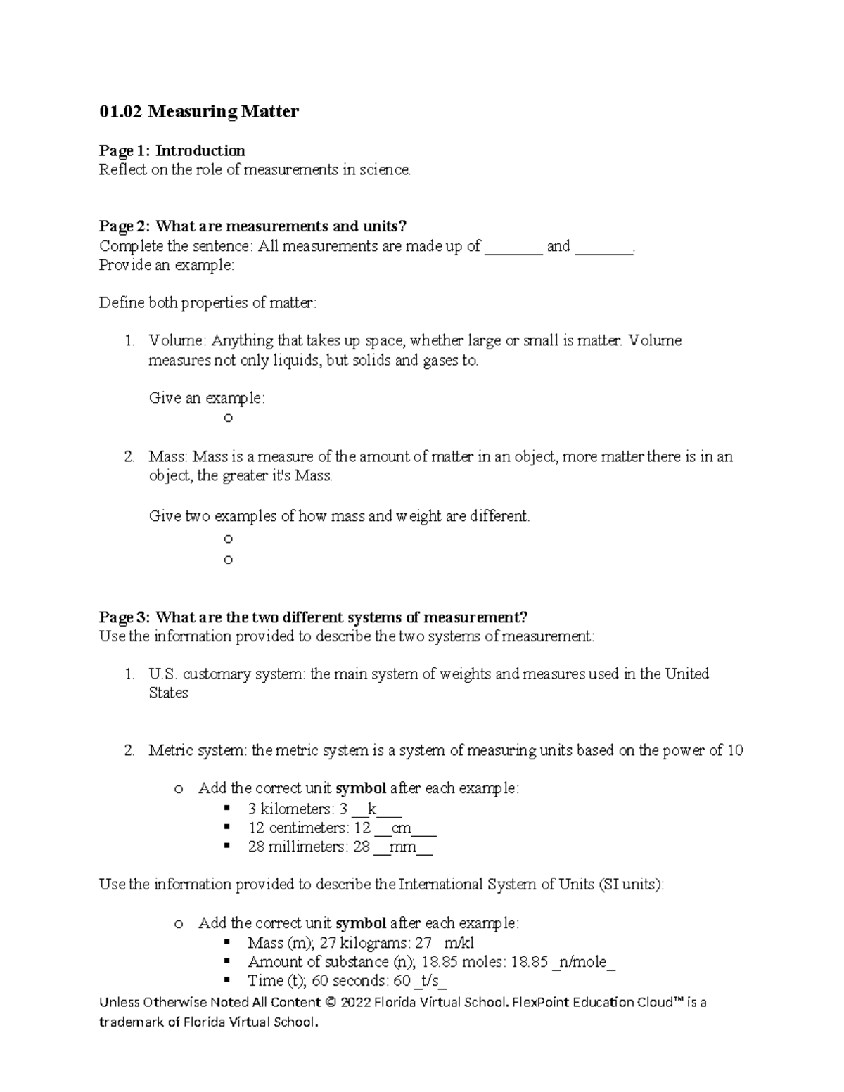 01 02 journal - good - 01 Measuring Matter Page 1: Introduction Reflect ...