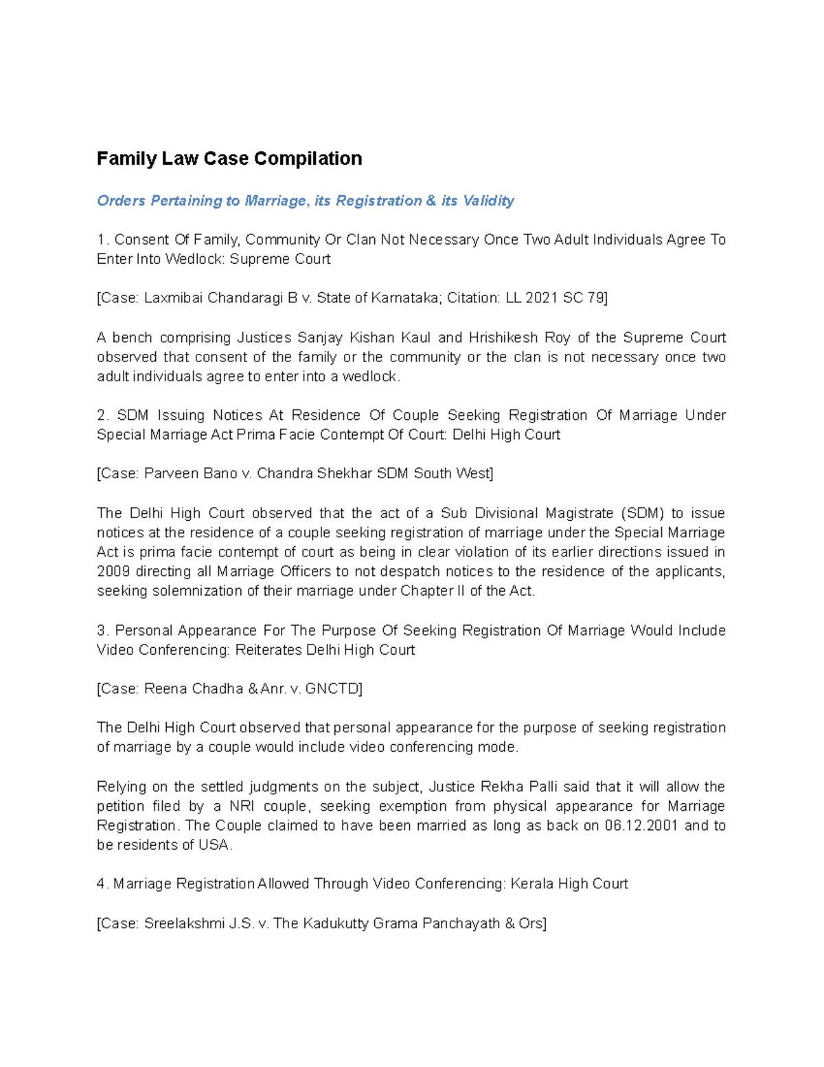 Compilation of Family Cases - Family Law Case Compilation Orders ...