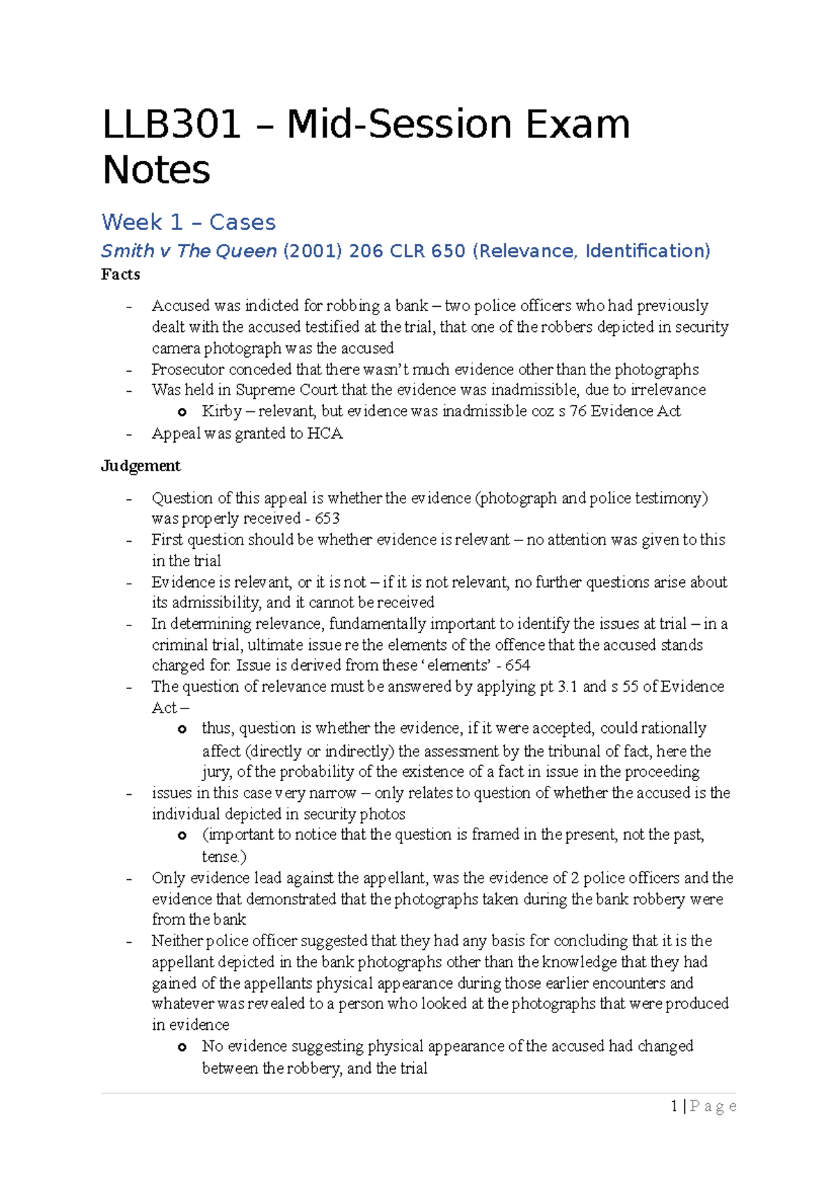 LLB301 - Mid-Session Notes (week 1, 3 and 4) - LLB301 – Mid-Session ...