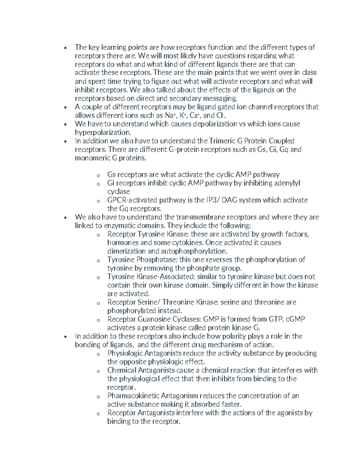 Study guid drug receptor interaction - • The key learning points are ...