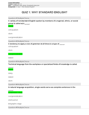 Types of standard English - Course Information Course: English IIIA v ...