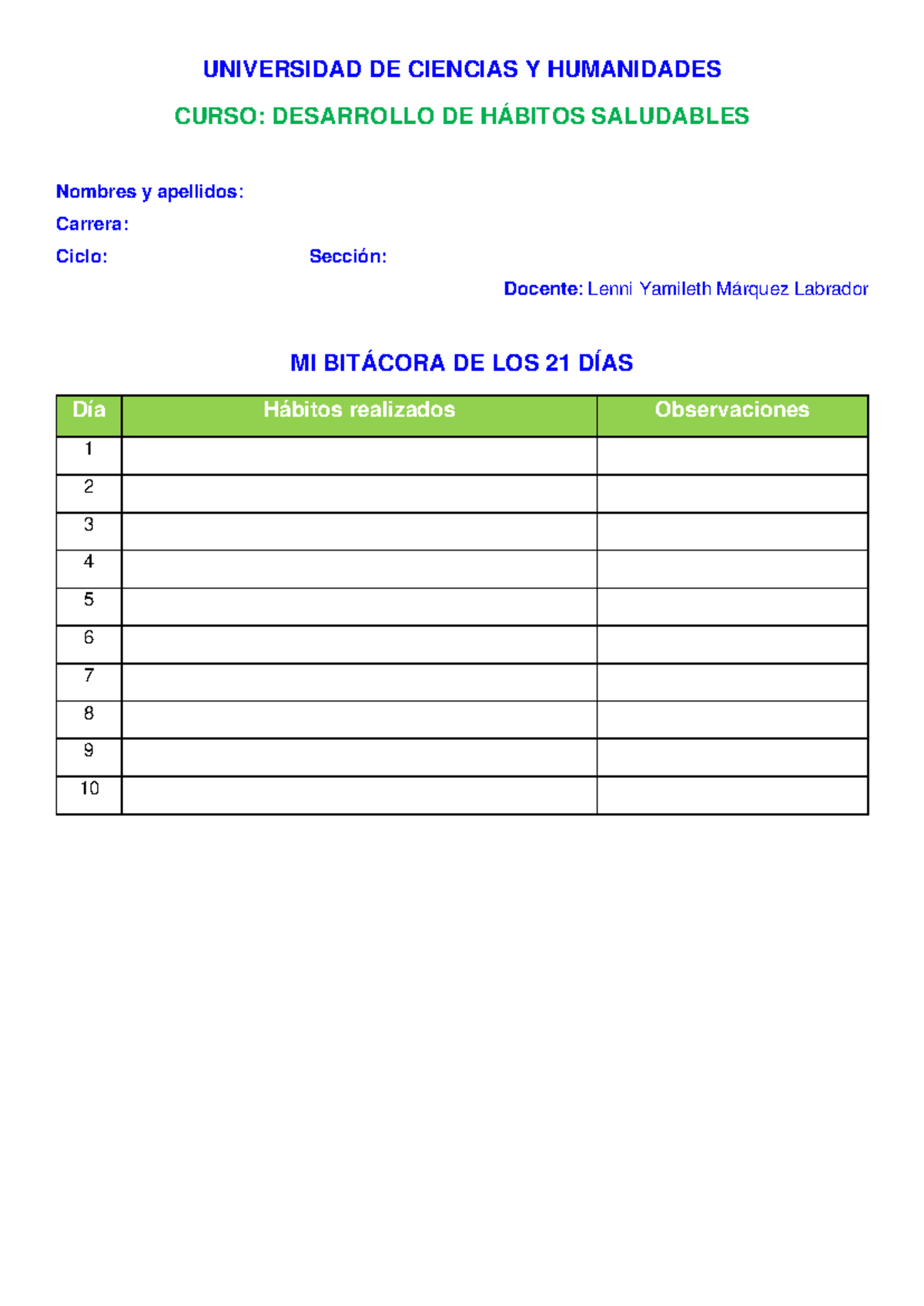 Modelo de Bitácora para los 21 días - lenguaje y comunicacion ...