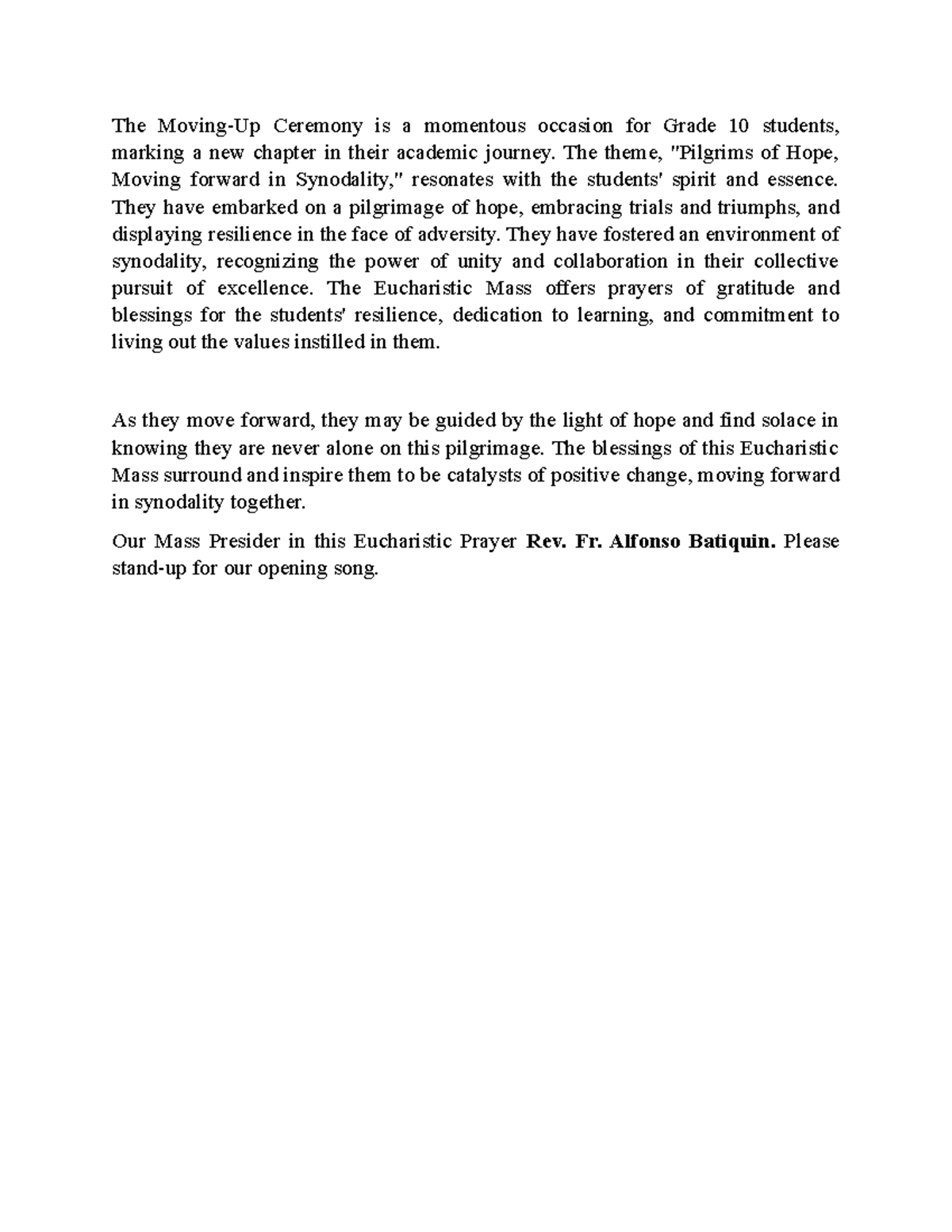 Moving-up-Introduction - The Moving-Up Ceremony is a momentous occasion ...