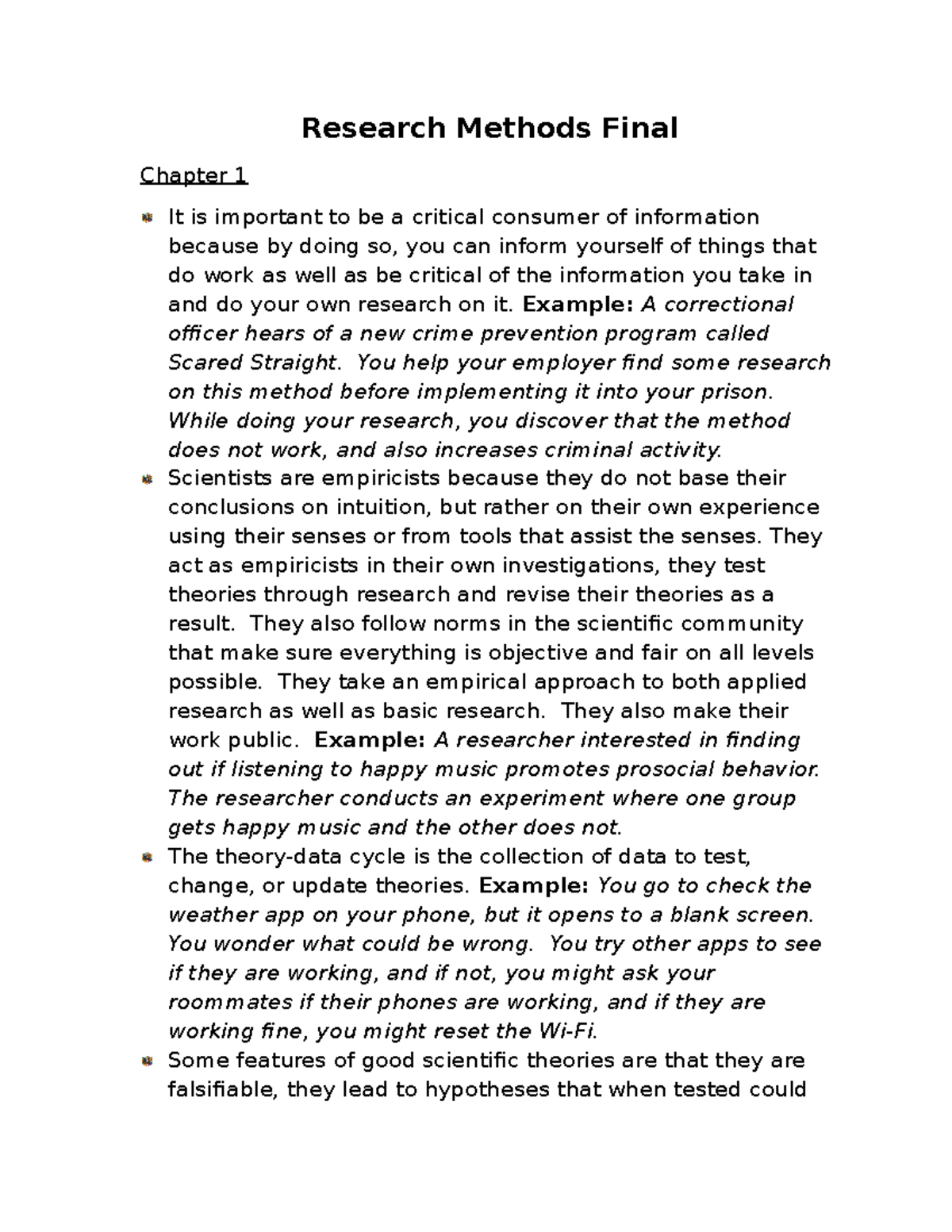 344 final - Research Methods Final Chapter 1 It is important to be a critical consumer of - Studocu