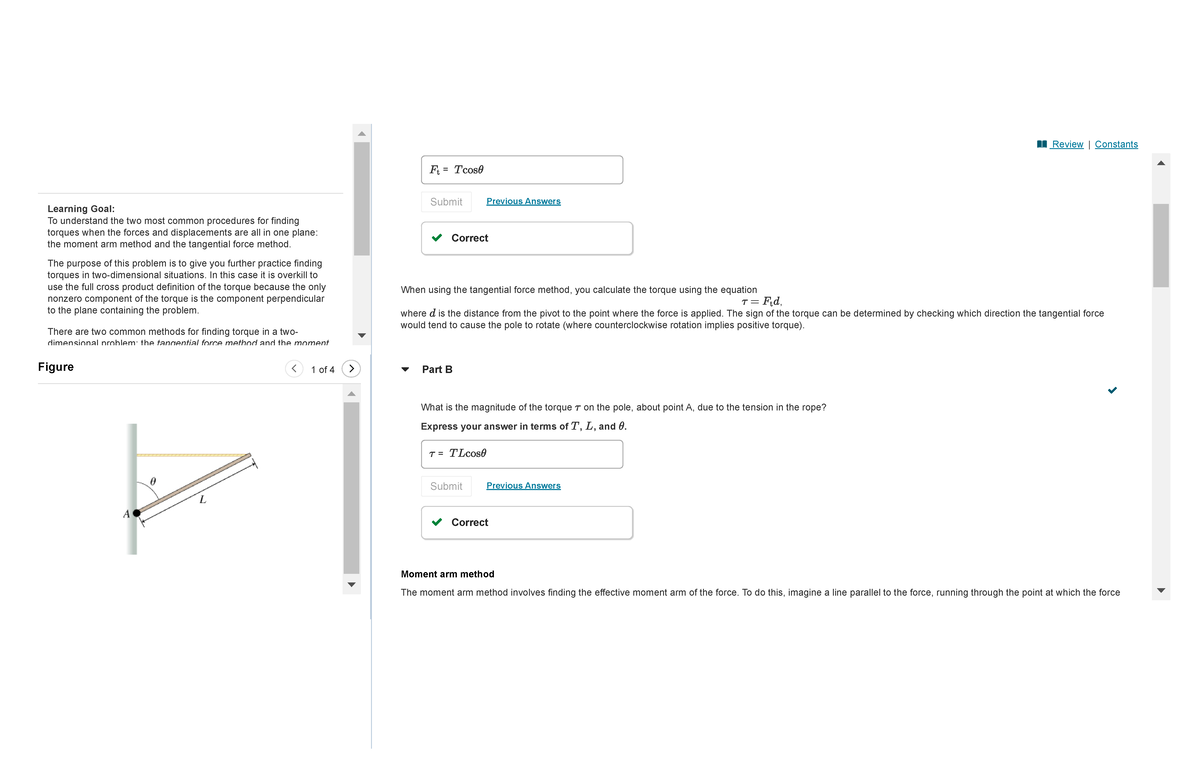 Mastering Physics Ch 10 HW - Calculating Torques Using Two Standard ...