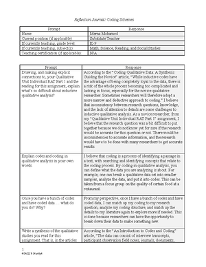 Reflection Journal KWL Pre Qualitative Unit - EDUC 5397 - UT Arlington ...