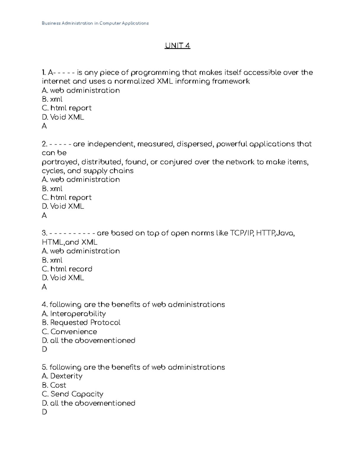Introduction to Web Services - UNIT 4 A- is any piece of programming ...