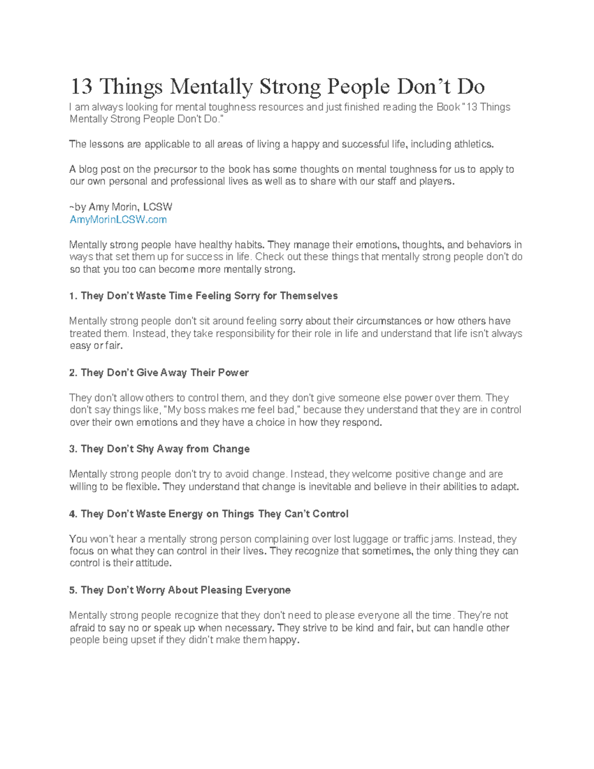 13 Things Mentally Strong People Don - ” The lessons are applicable to ...
