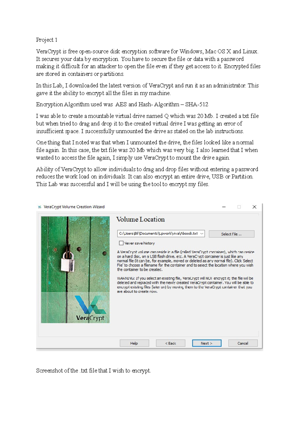 Vera Assignment - Project 1 VeraCrypt is free open-source disk encryption software for Windows ...