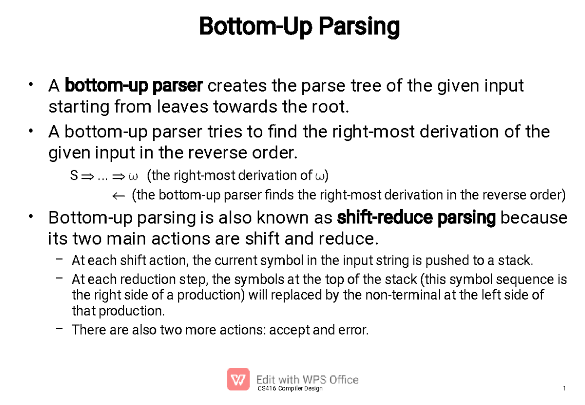 8-Bottomup Parsing - These are important notes for Compiler Design ...