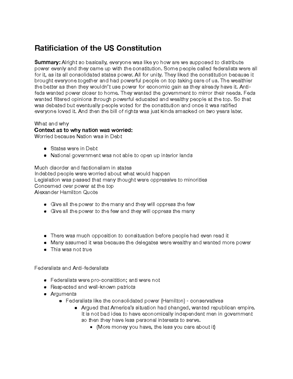 Ratification of The US Consitution - Ratificiation of the US ...
