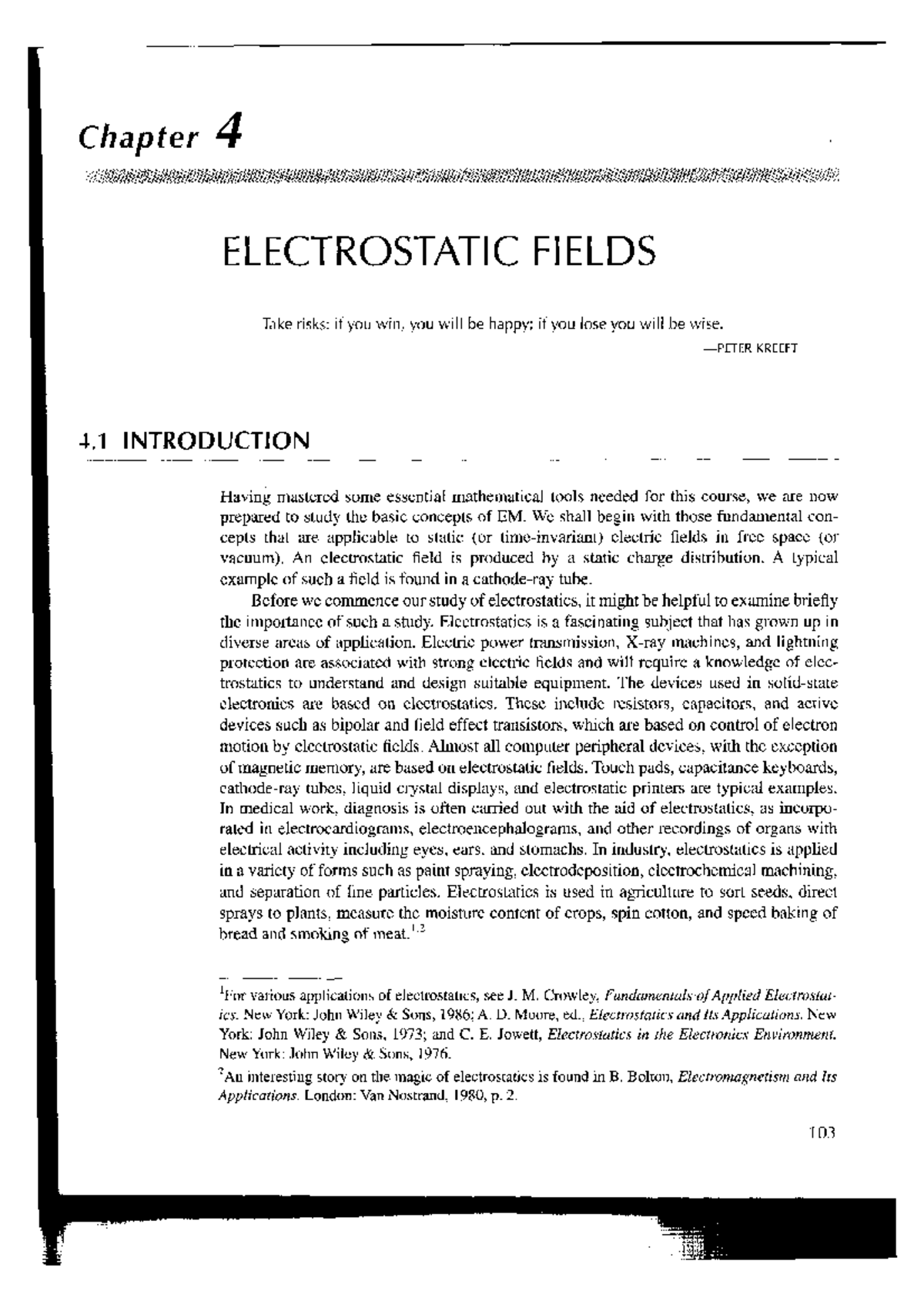 Elements of Electromagnetics -Sadiku Matthew N. O - Chapter 4 ELECTROSTATIC FIELD S Take risks ...