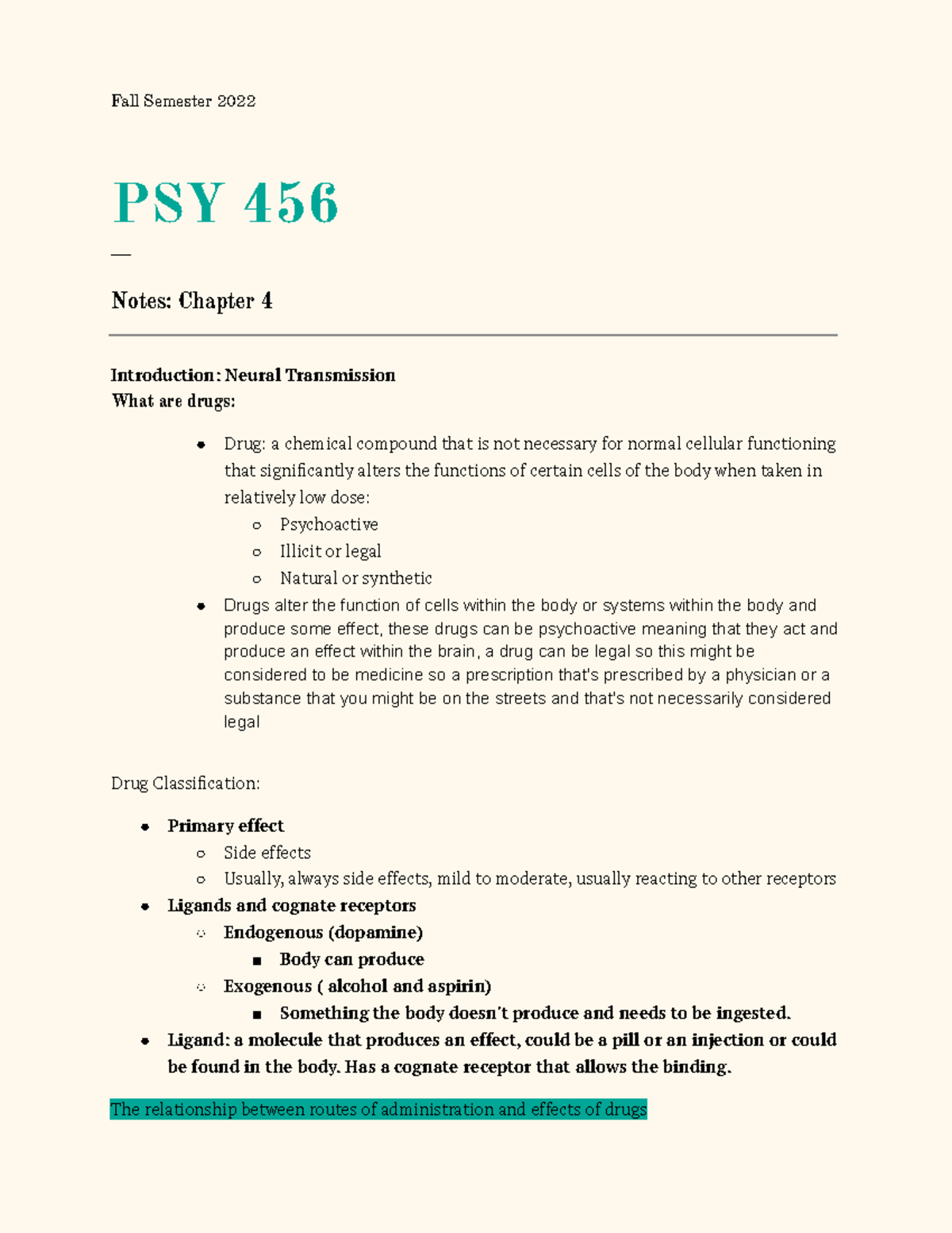 Chapter 4 notes - Rachel Kohman - Fall Semester 2022 PSY 456 ___ Notes ...