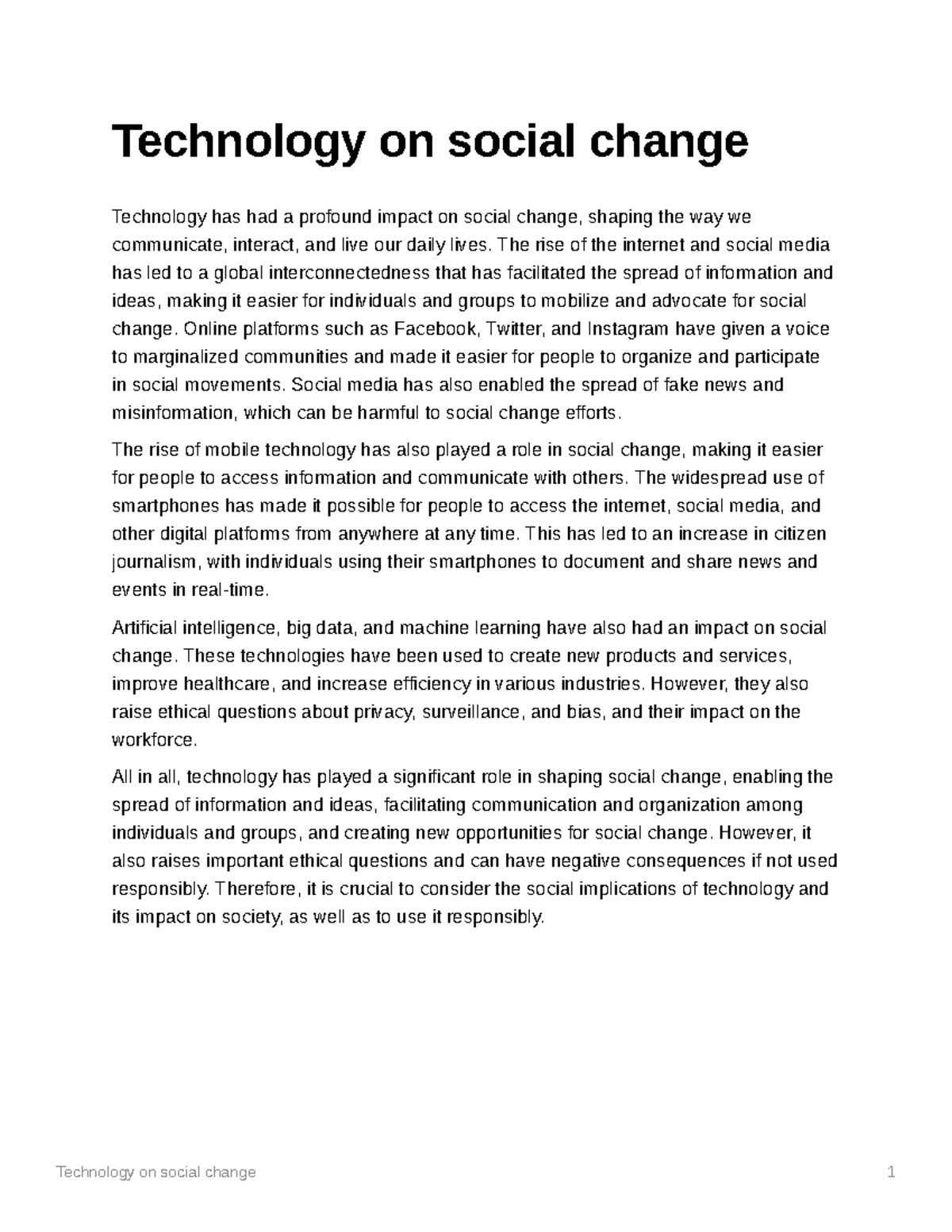 Technology on social change - The rise of the internet and social media ...