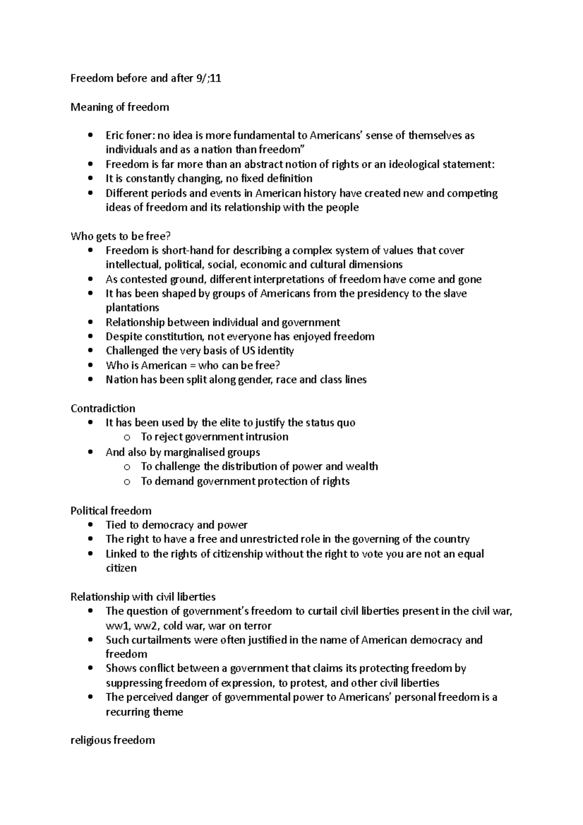 Lecture 10 Freedom before and after 9:11 - Freedom before and after 9 ...