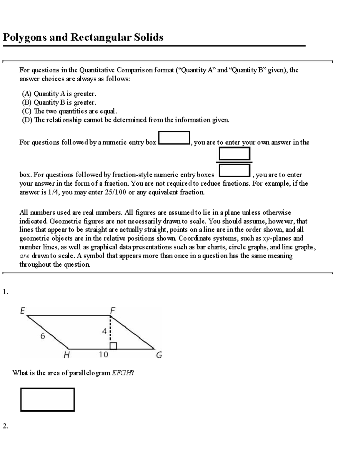 Geometriya vazifa 1 - Practice - Polygons and Rectangular Solids For questions in the ...