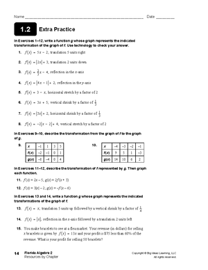 1 1 Reteach Algebra 2 - Copyright © Big Ideas Learning, LLC Florida ...
