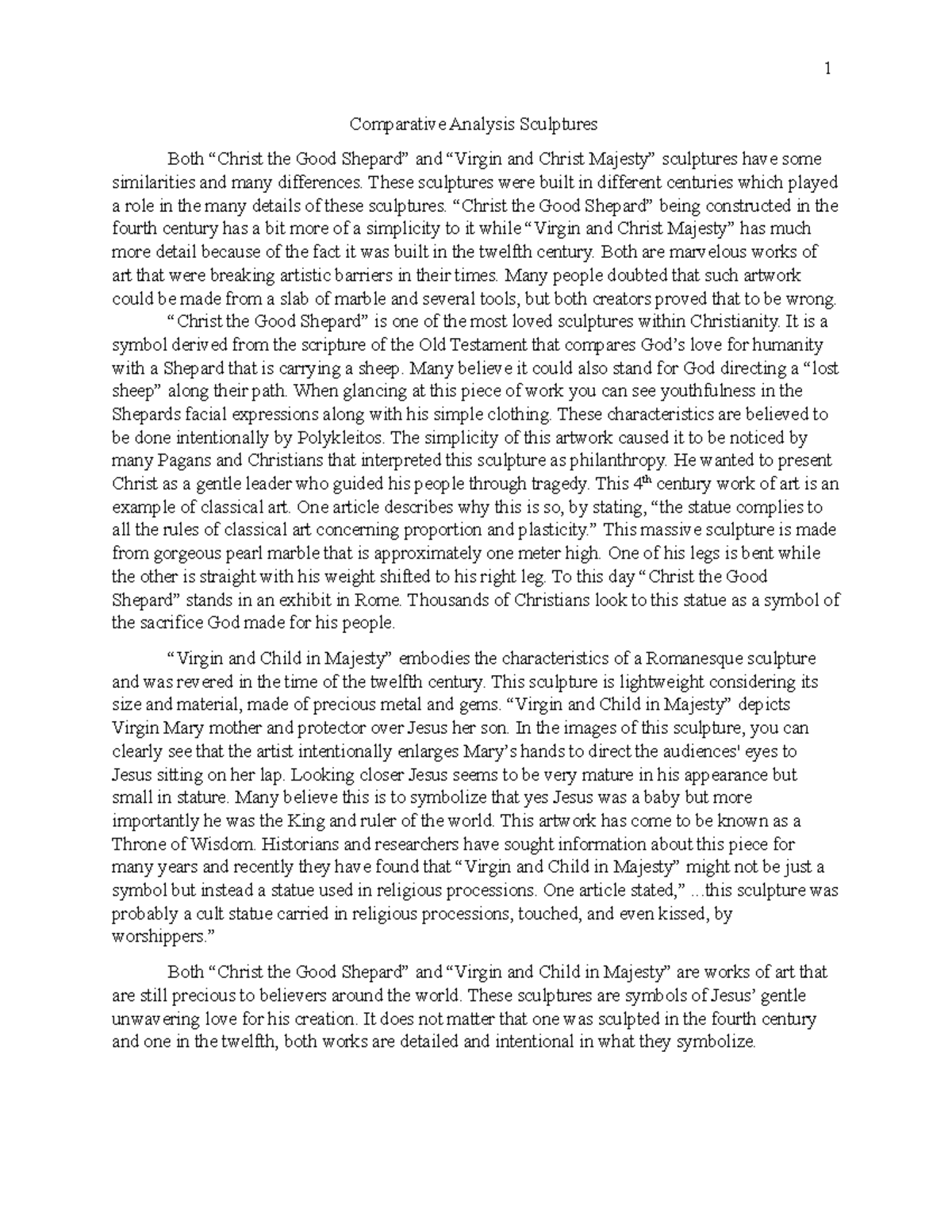 Comparative analysis sculptures (art application project) - 1 ...