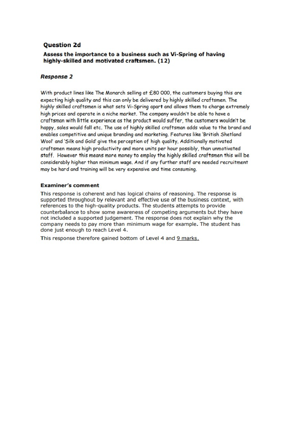 Business example Q - To practice. - Question 2d Assess the importance ...