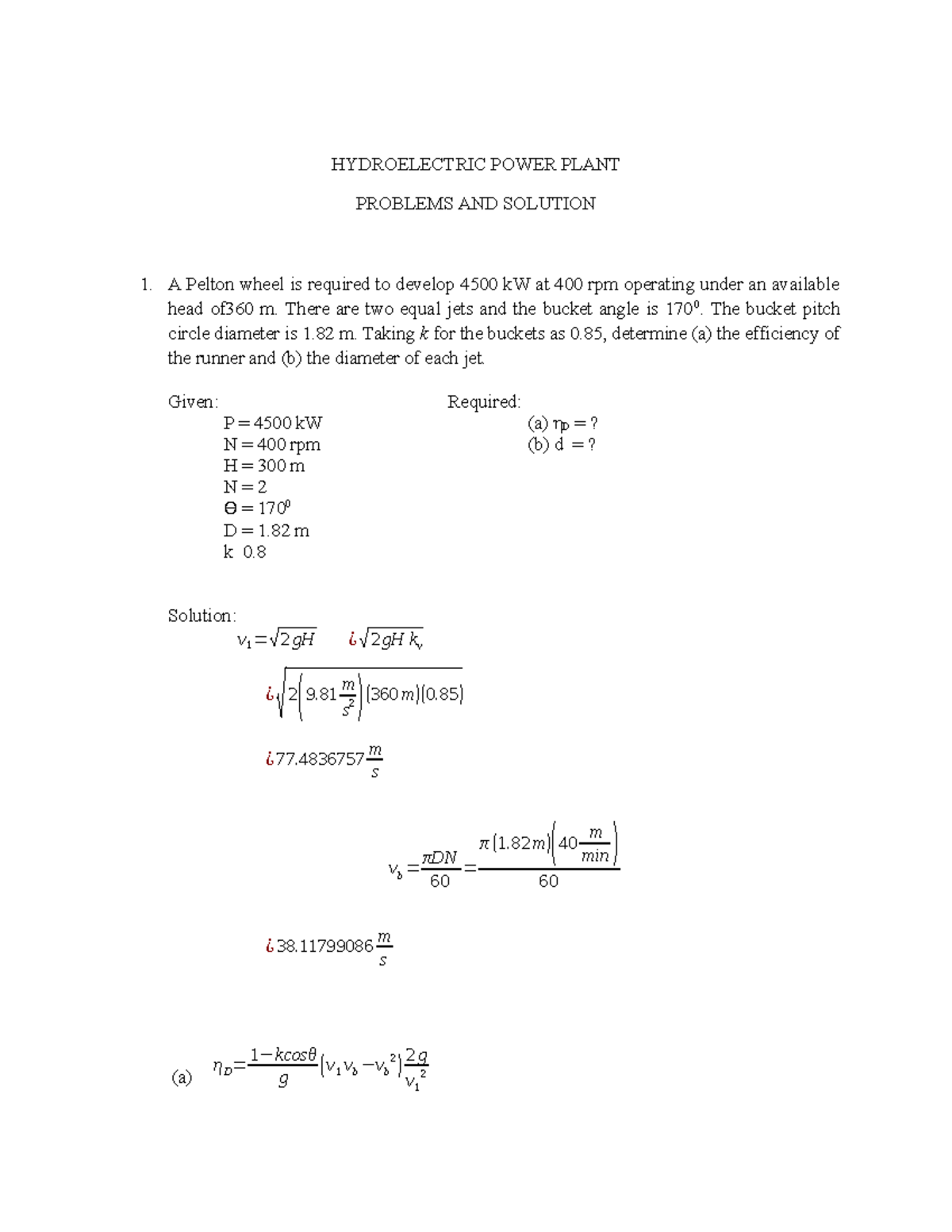 316560213 Solve Problem of Hydroelectric Power Plant - HYDROELECTRIC ...