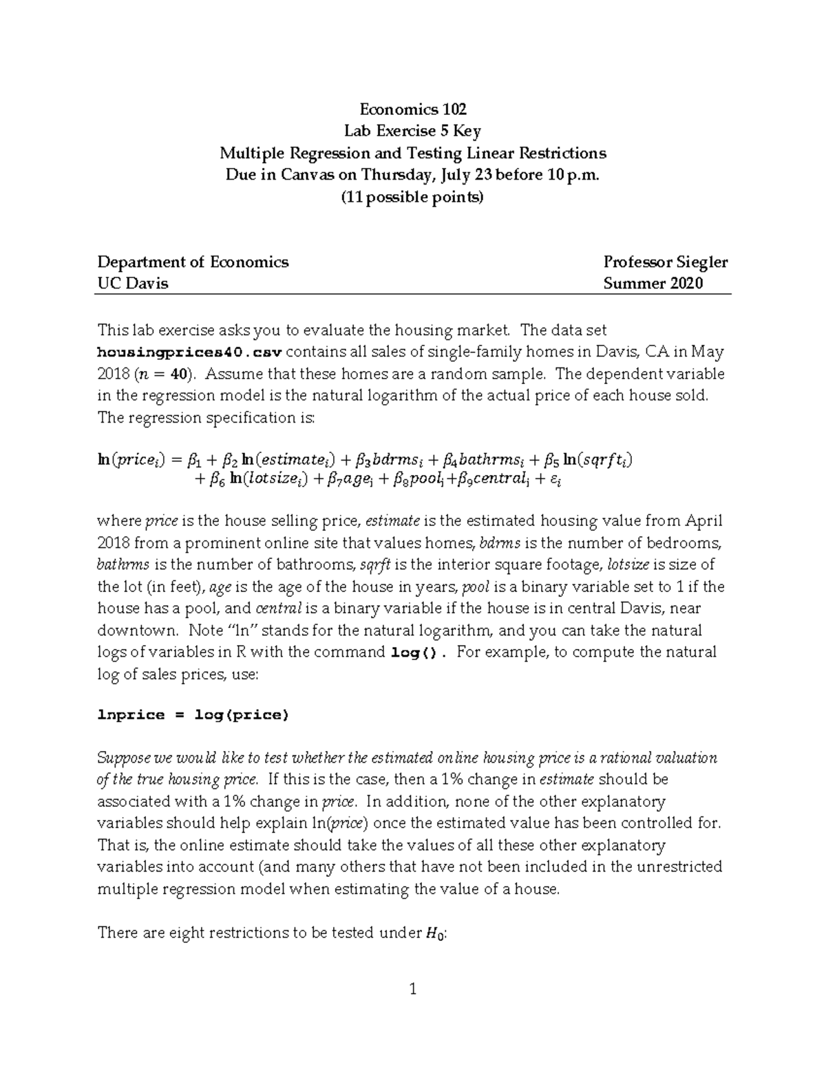 Economics 102 Lab Exercise 5 Key - Economics 102 Lab Exercise 5 Key ...