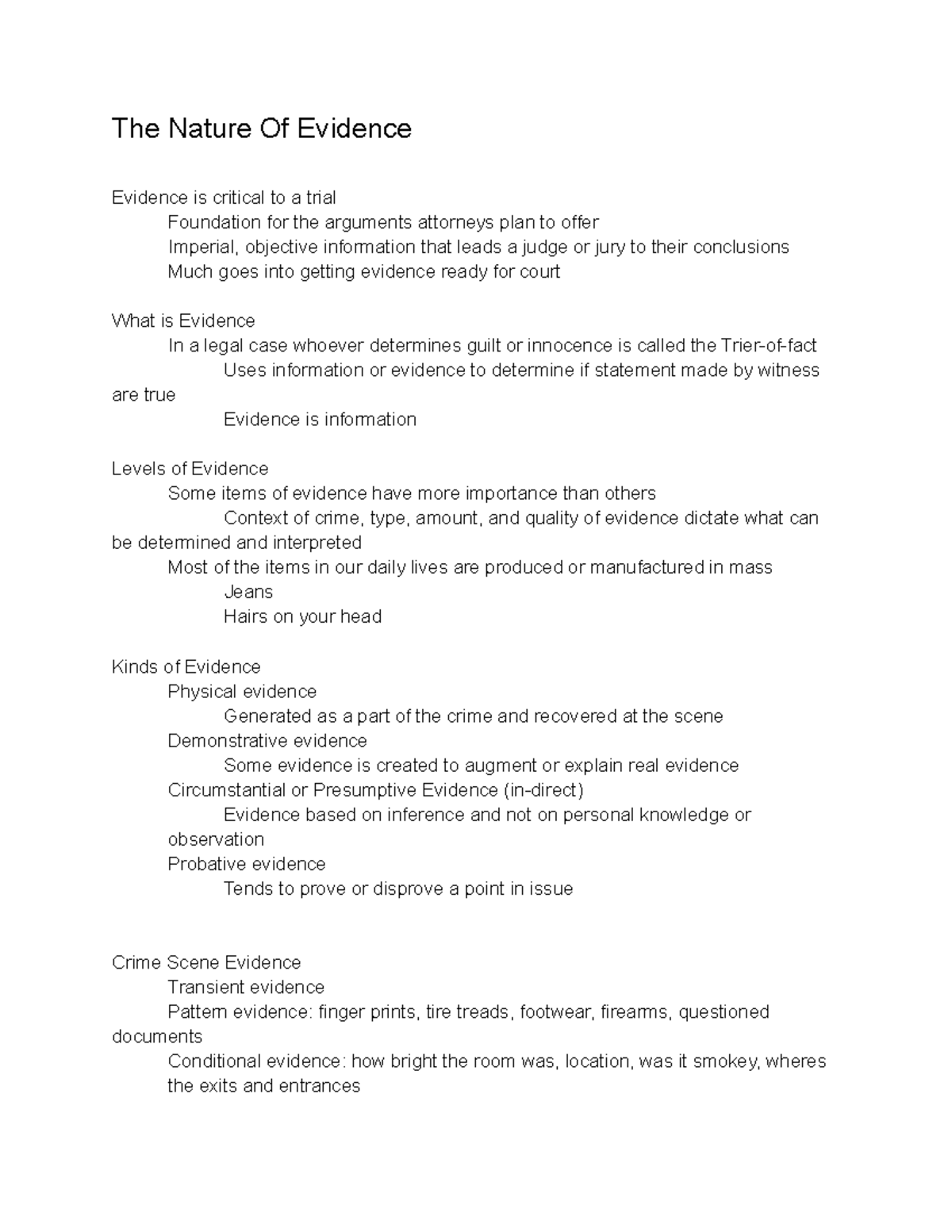 FIS 9 /13 (Nature of Evidence) - The Nature Of Evidence Evidence is ...