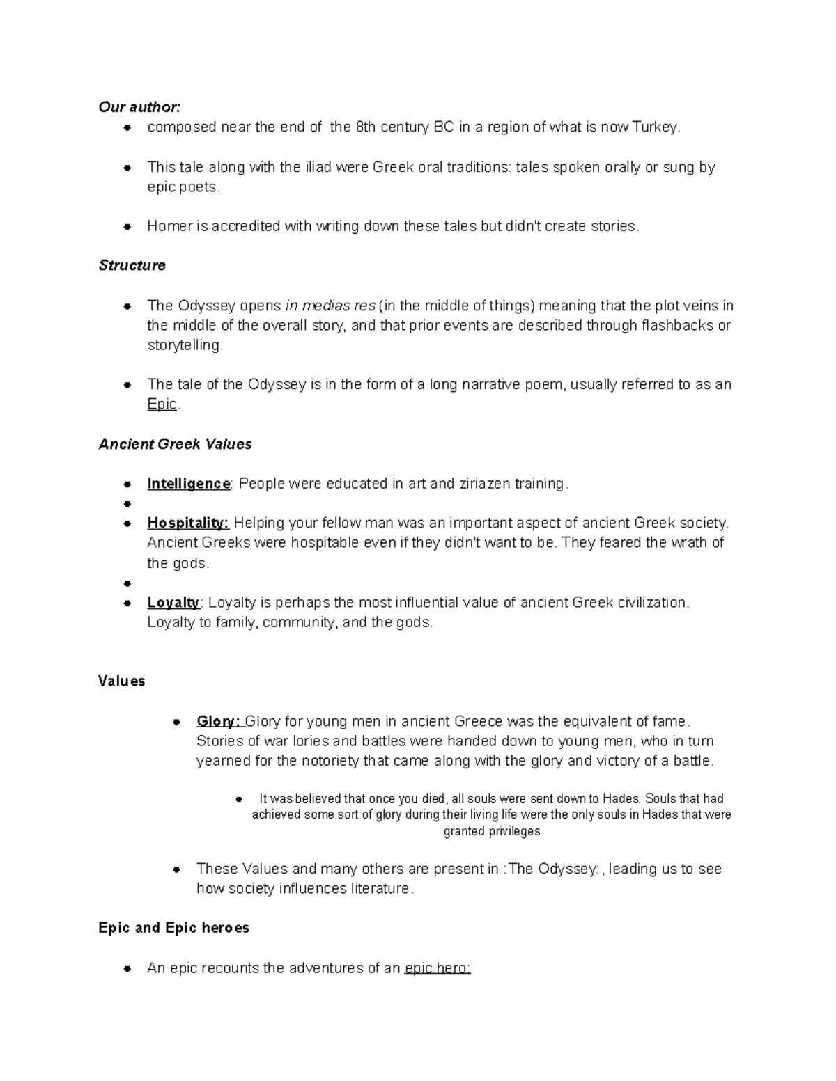 The Odyssey - Assignment answers - Our author: composed near the end of ...