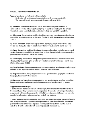 LING cheat sheet - explanation of how to do linguistics questions ...