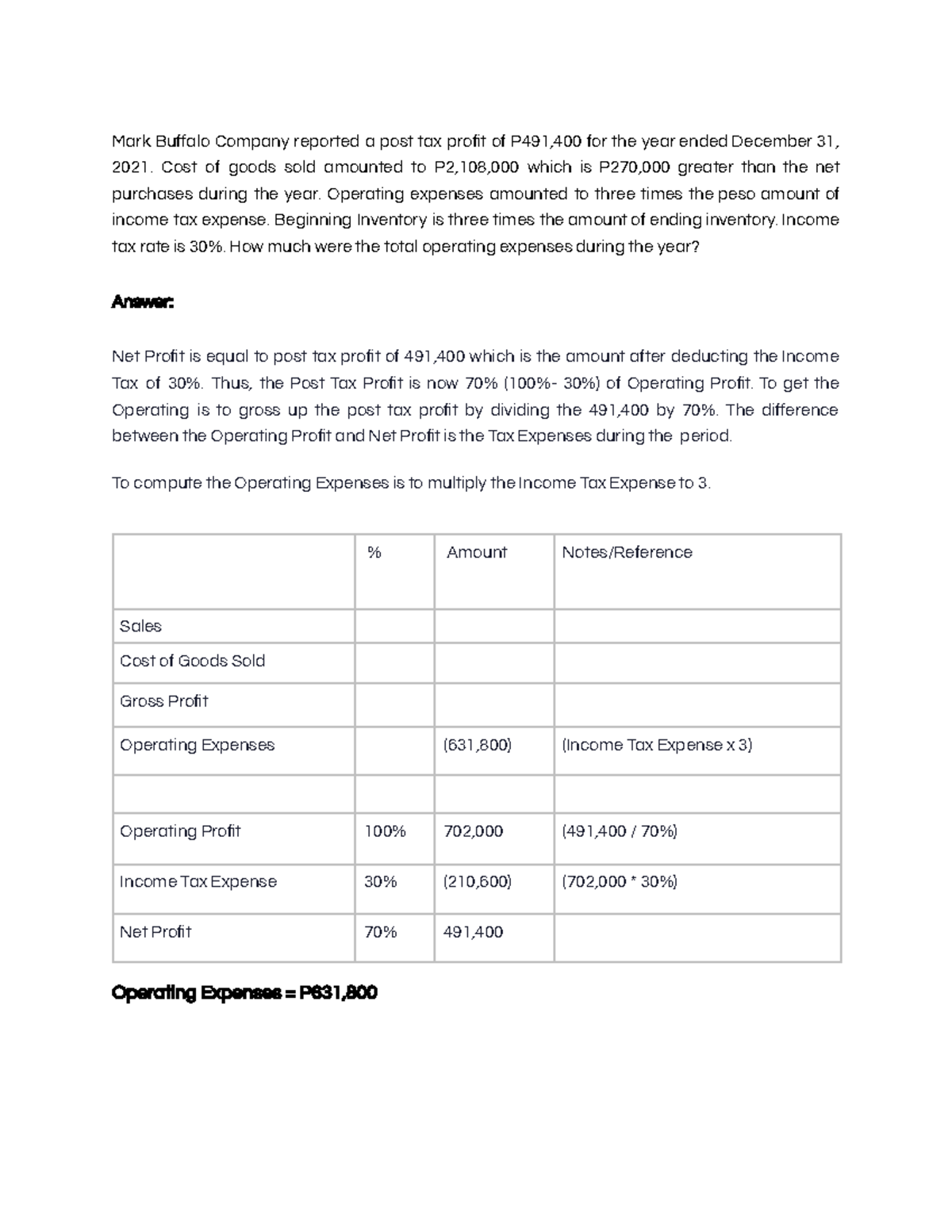P&L Computation Practice_ using Work-back Method and Analysis ...