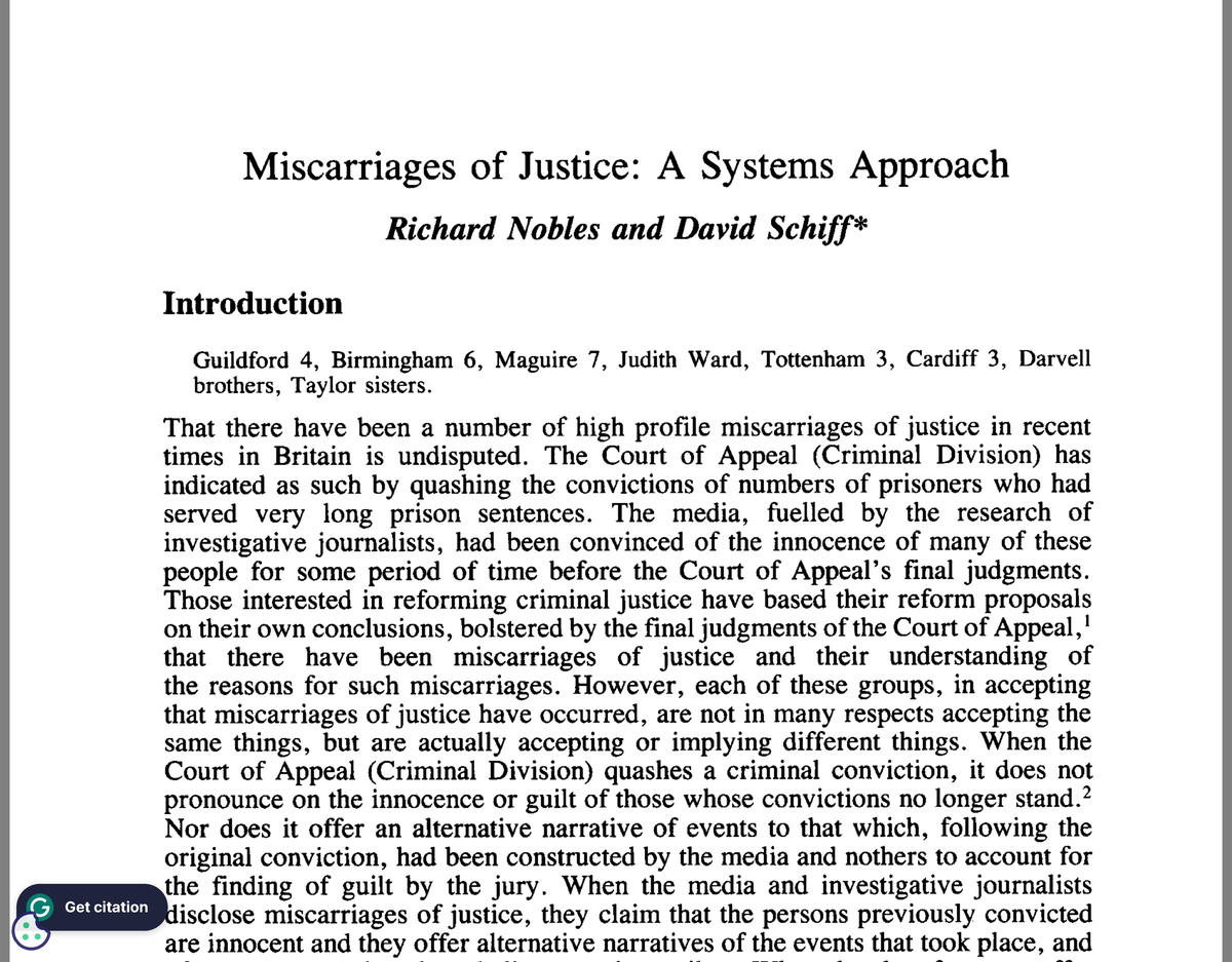 Miscarriages of Justice: A Systems Approach - Nobles - 1995 - The ...
