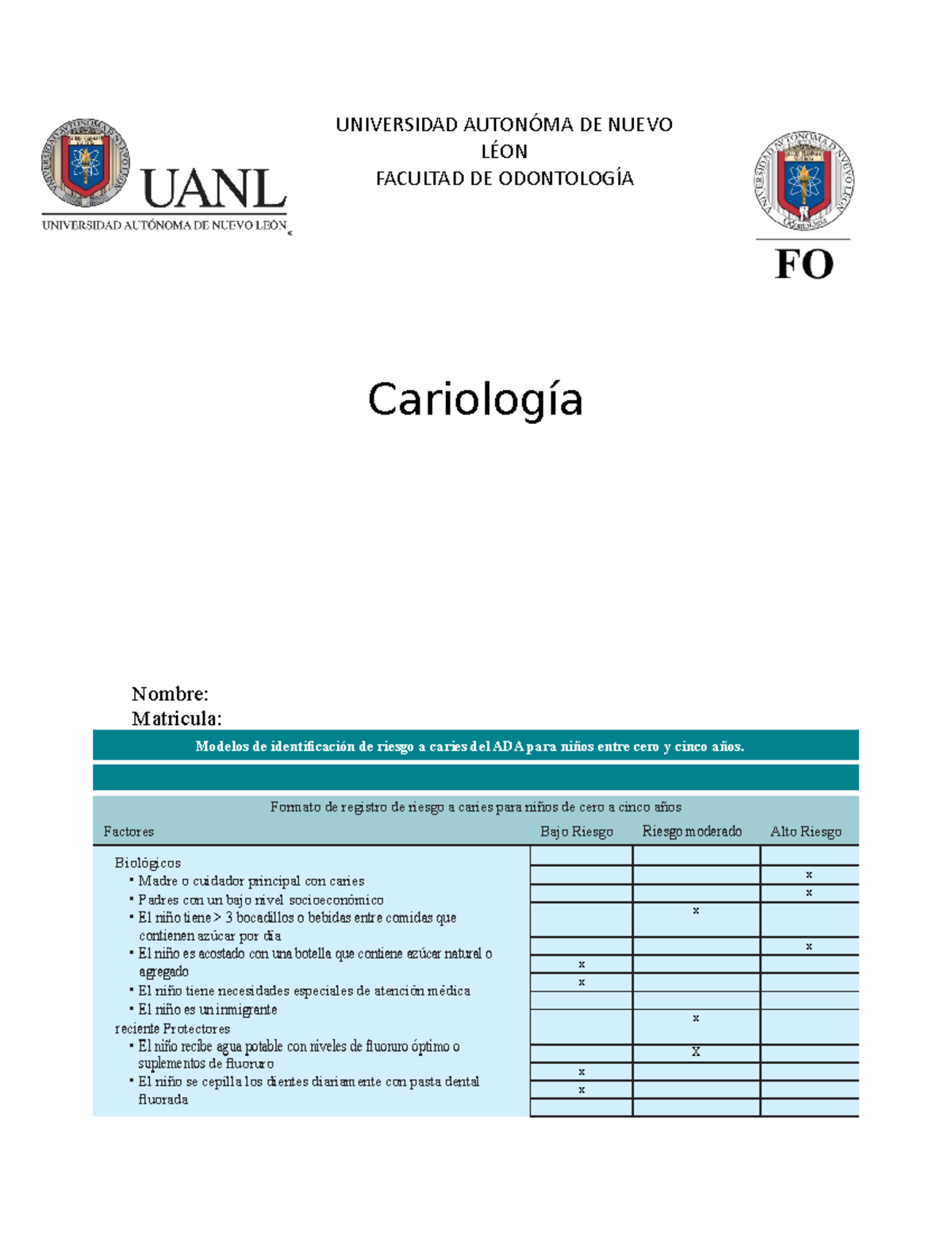 indice cambra- cariologia - UNIVERSIDAD AUTONÓMA DE NUEVO LÉON FACULTAD ...