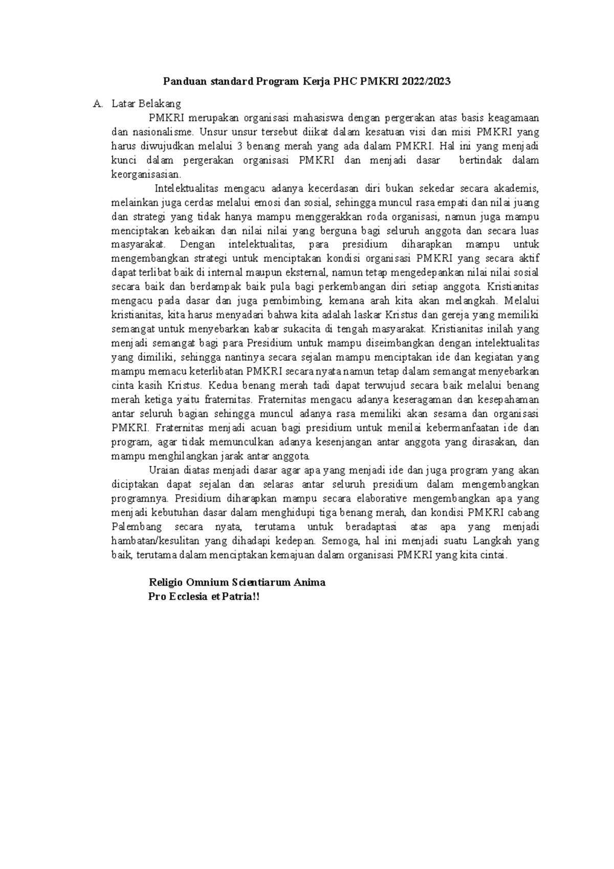 Panduan standard Program Kerja PHC Pmkri 2022 - Panduan standard Program Kerja PHC PMKRI 2022/ A ...