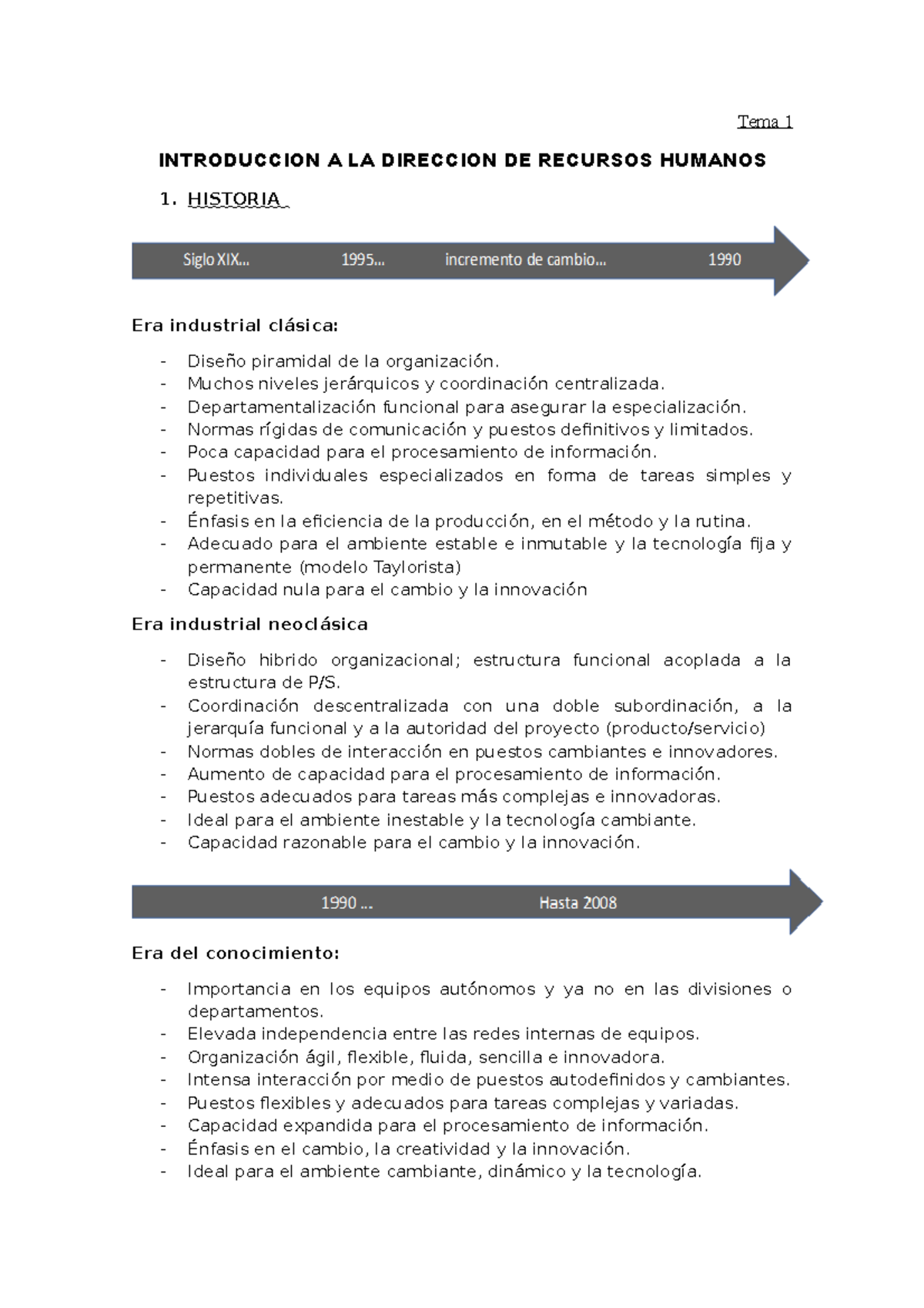 Tema 1 - Introduccion A LA Direccion DE Recursos Humanos - Tema 1 INTRODUCCION A LA DIRECCION DE ...