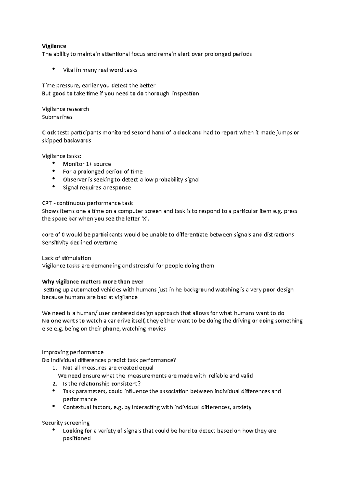 Vigilance - Vigilance The ability to maintain attentional focus and ...