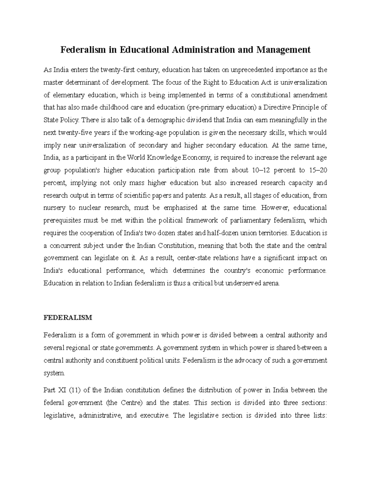 Federalism In Educational Administration And Management The Focus Of federalism-in-educational-administration-and-management-the-focus-of