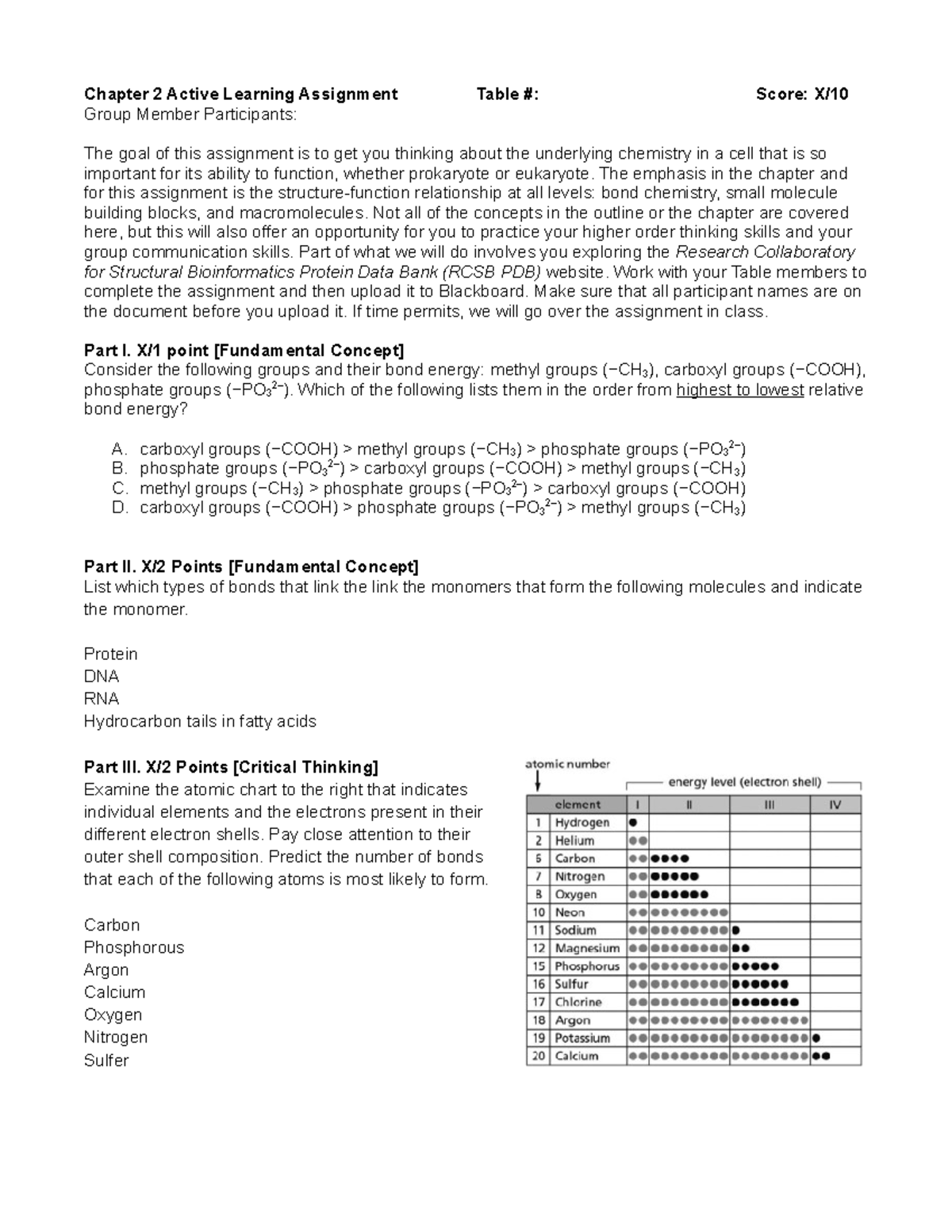 Chp2-ALA-Table Number - Chapter 2 Active Learning Assignment Table #: Score: X/ Group Member ...