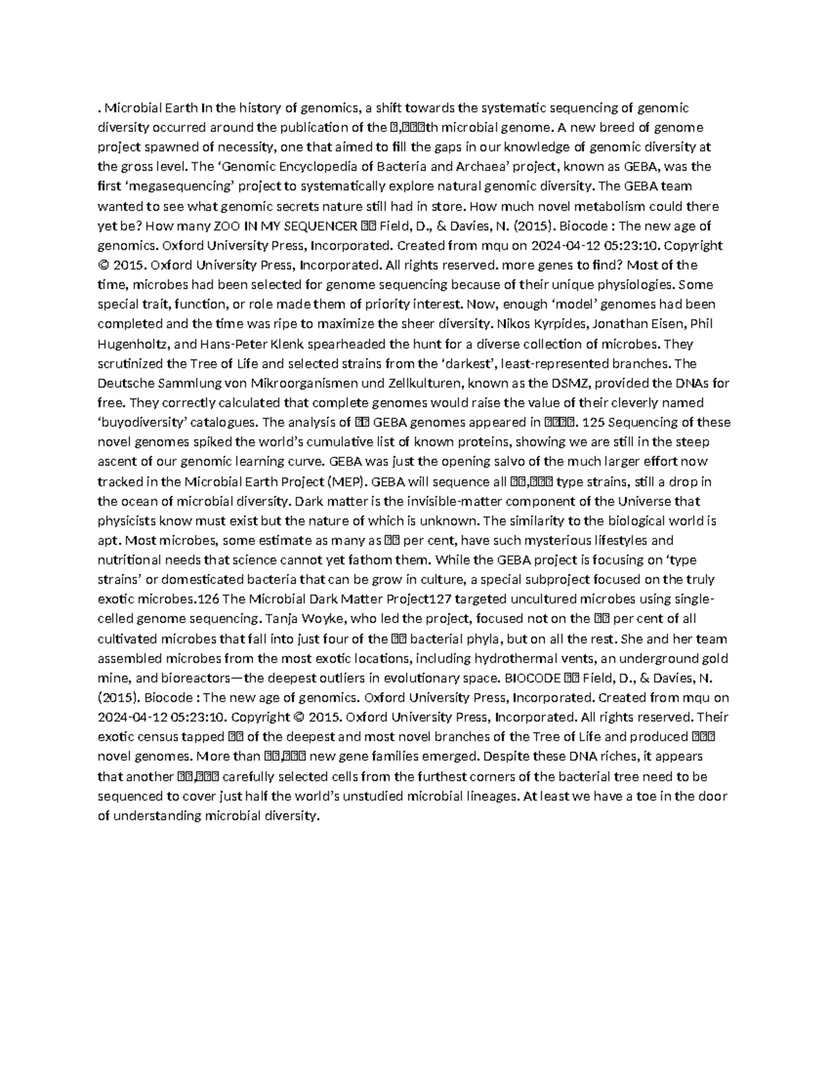 Microbial Earth In the history of genomics - Microbial Earth In the ...