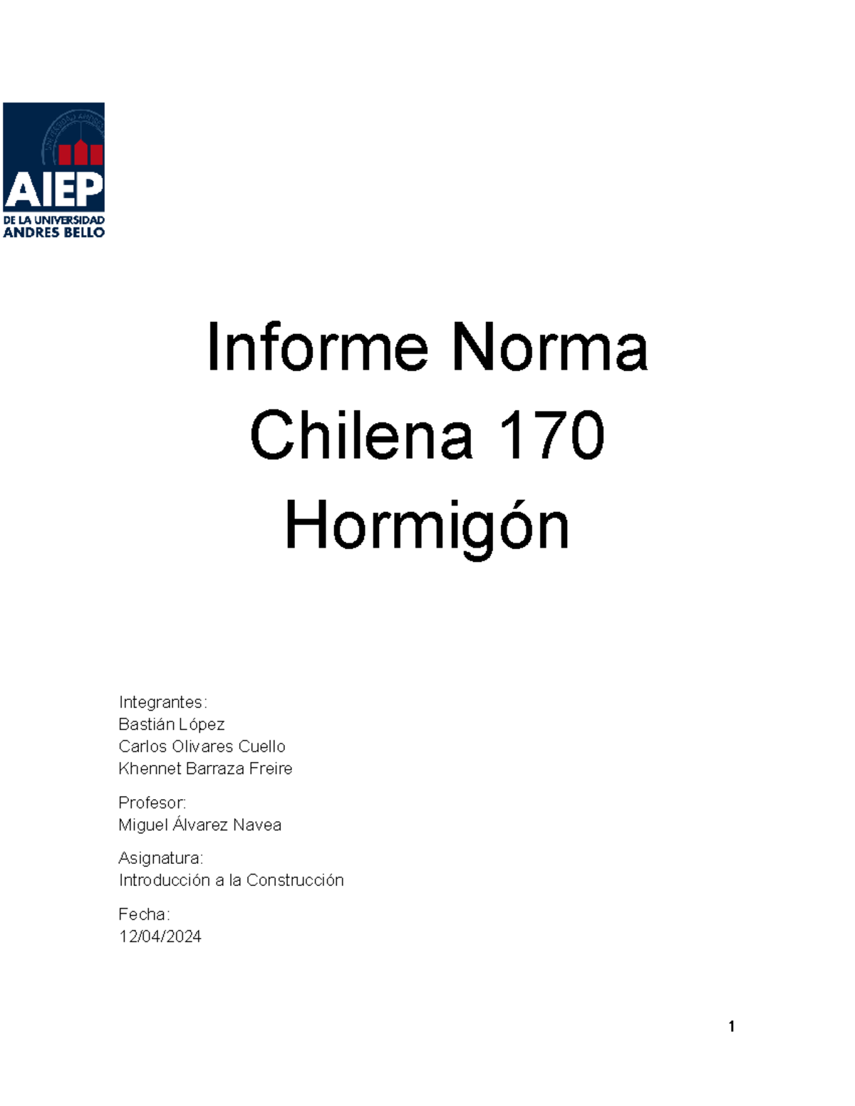 Informe Nch 170 Hormigón - Informe Norma Chilena 170 Hormigón ...