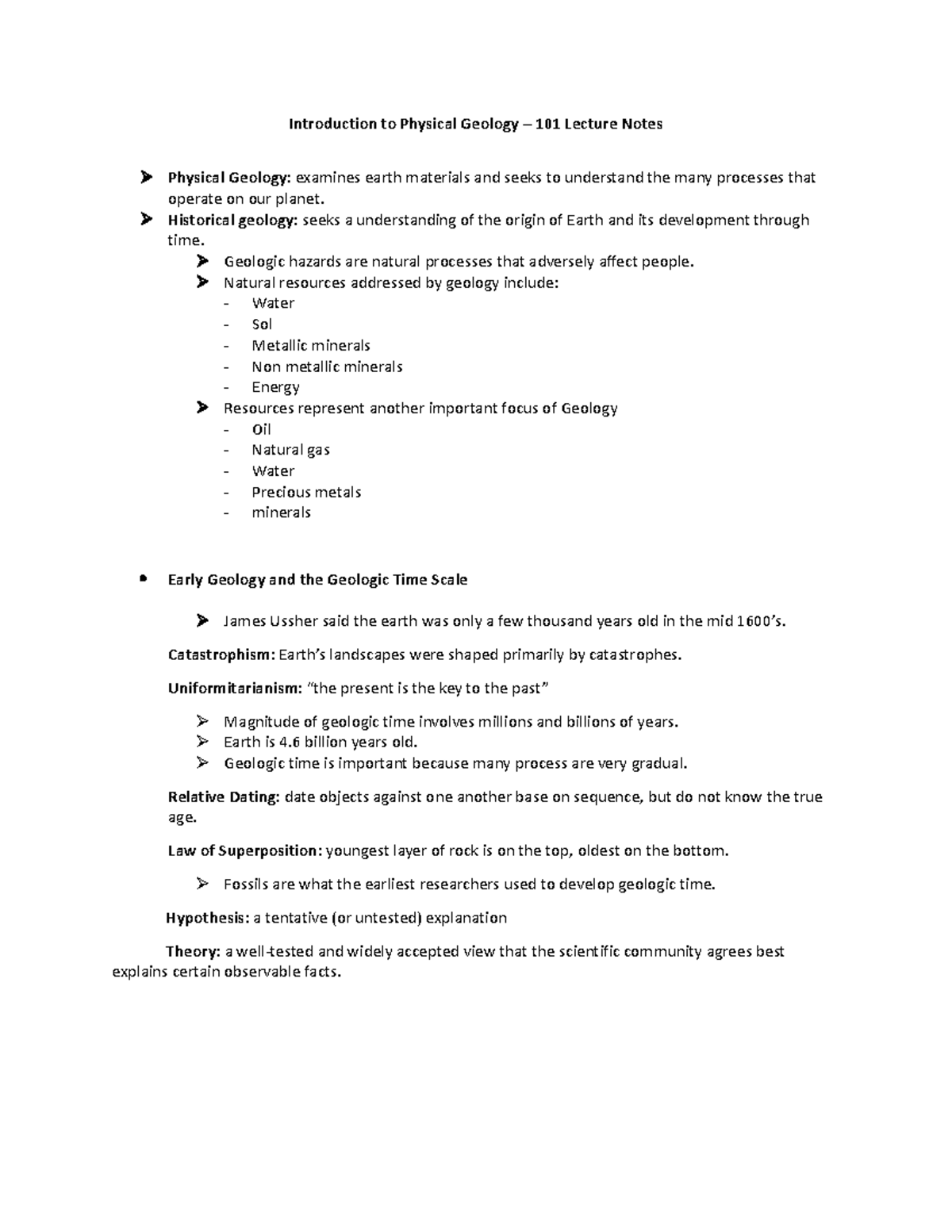 Lec1 Outline f23 - Introduction to Physical Geology – 101 Lecture Notes ...