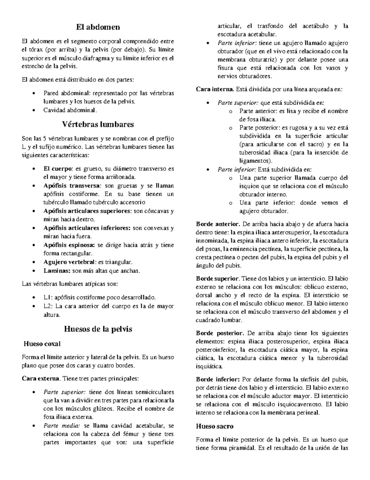 Repaso anatomía - El abdomen El abdomen es el segmento corporal ...