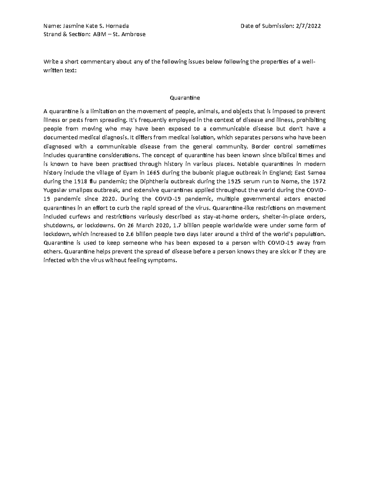 Summative Asessment ENG3 aseessment and worksheet - Name: Jasmine Kate ...