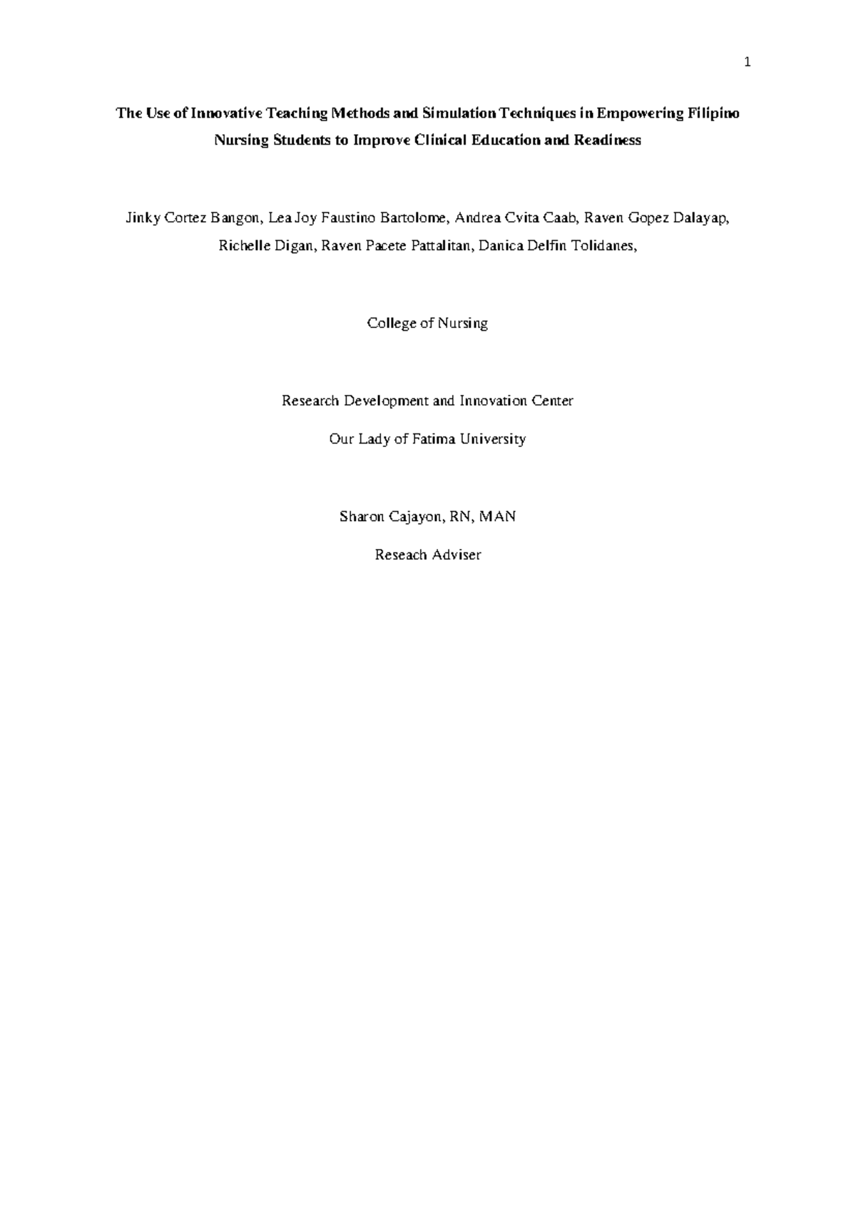 Manuscript Draft - notes lol - The Use of Innovative Teaching Methods ...