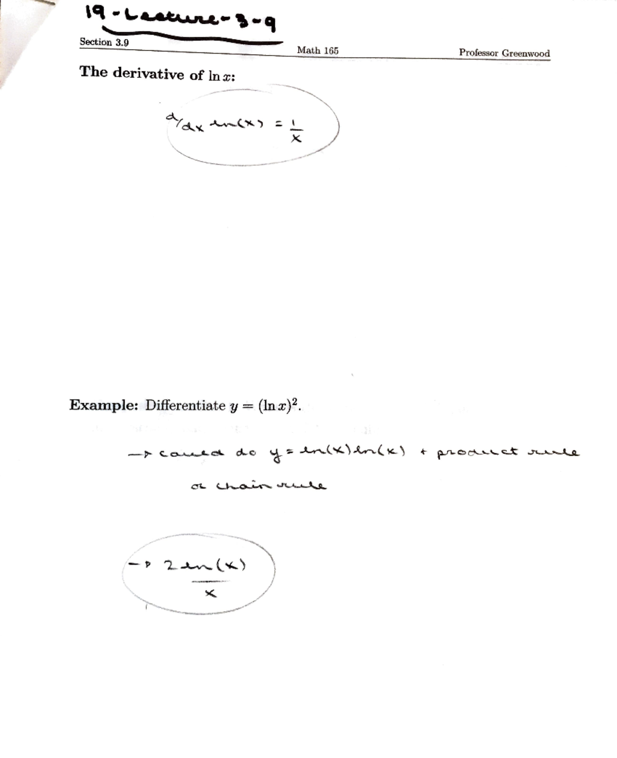 19 - Lecture - 3-9 - Calculus I Material - MATH 165 - Studocu