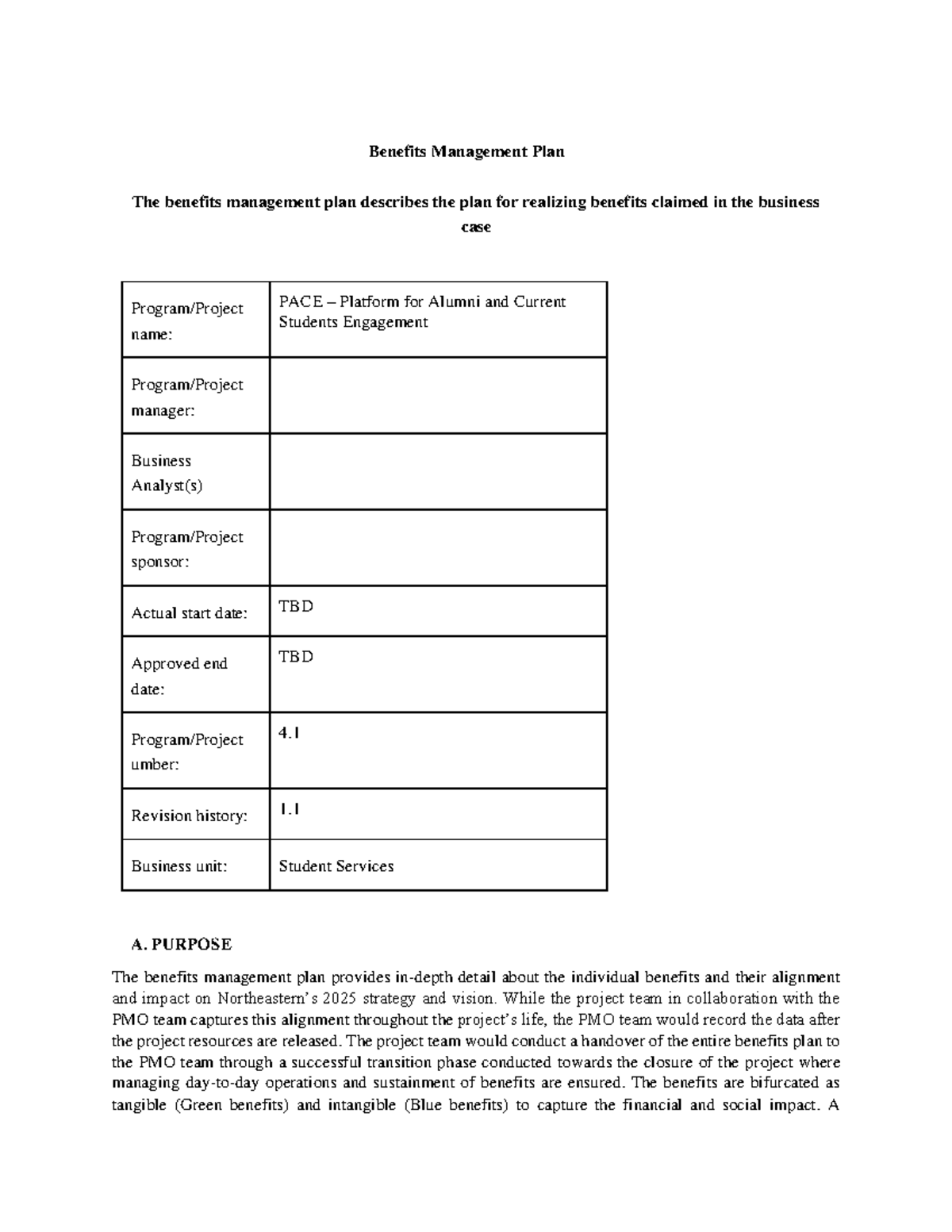 2 Benefits Management Plan - Benefits Management Plan The benefits ...