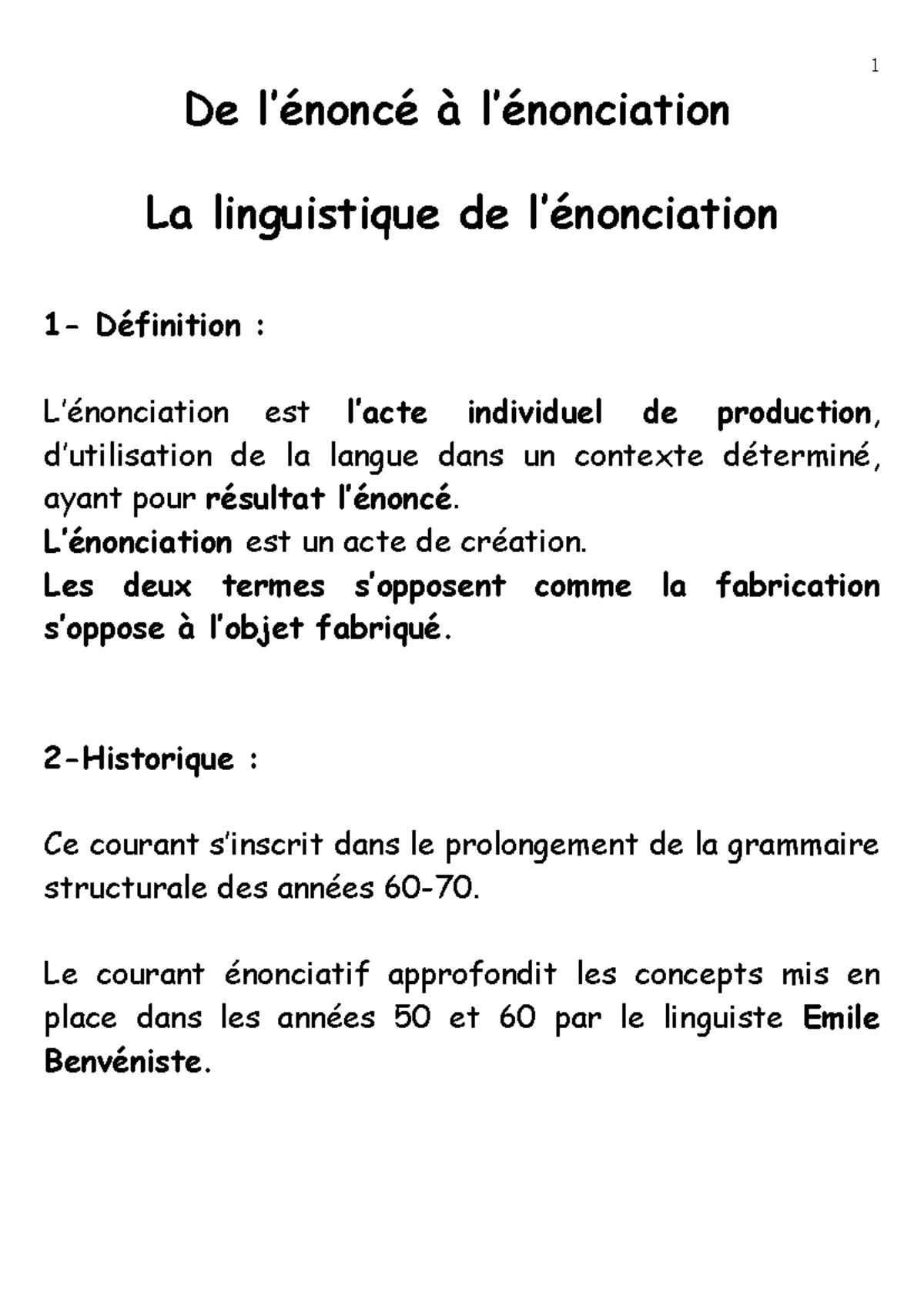 2-Enonce-enonciation synth - De l’énoncé à l’énonciation La ...